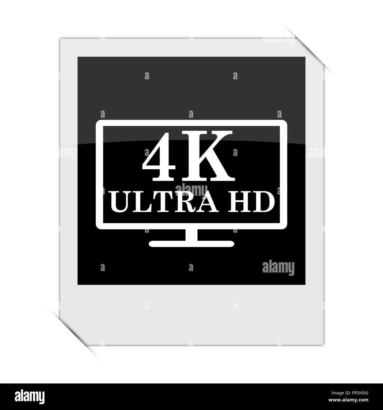 4K ultra HD icon within a photo on white background Stock Photo - Alamy