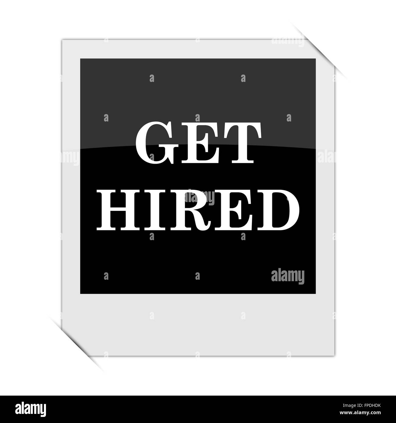 Get hired icon within a photo on white background Stock Photo - Alamy