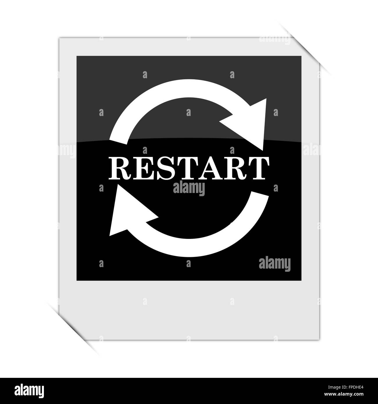 Restart icon within a photo on white background Stock Photo - Alamy