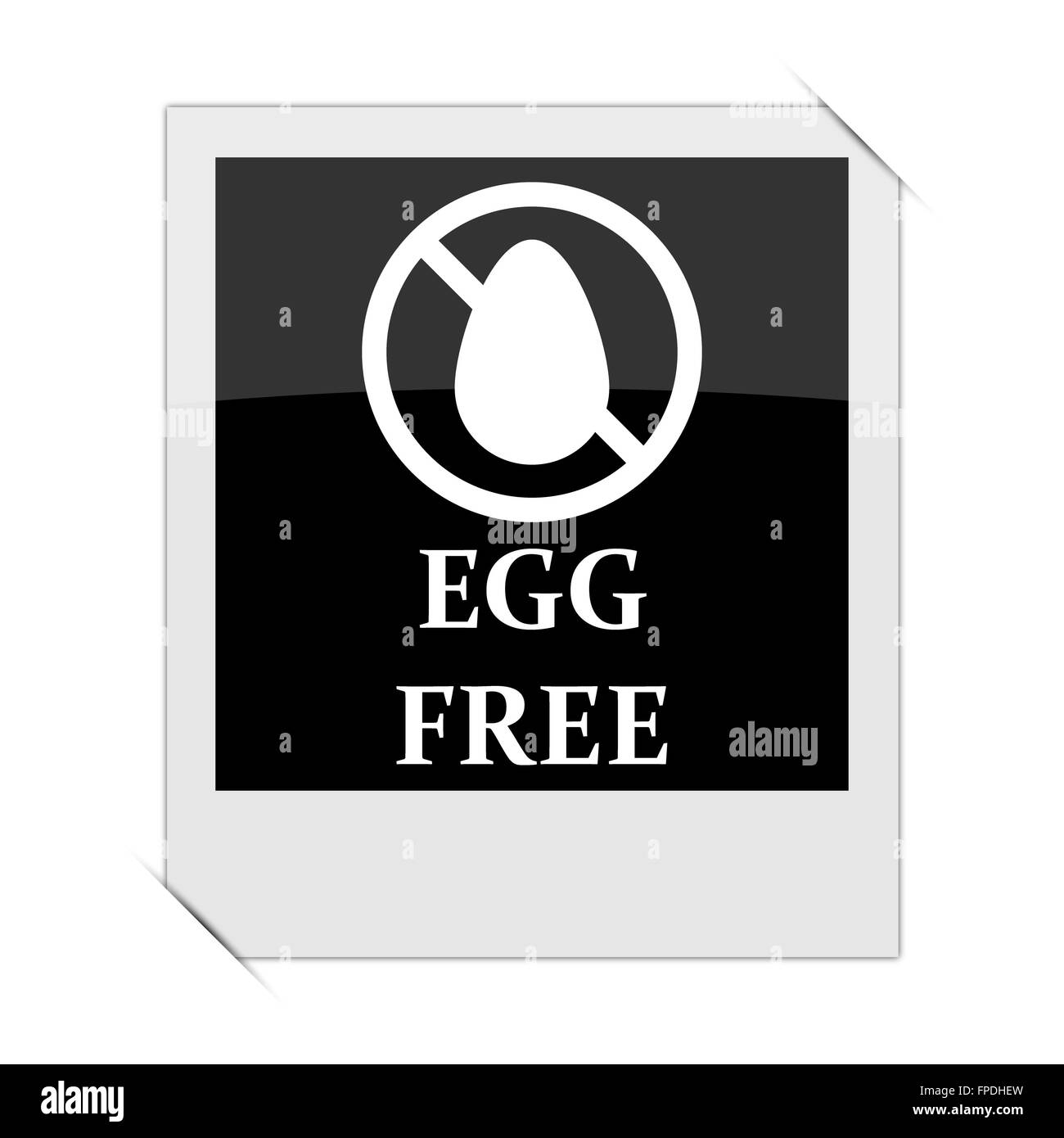 Egg free icon within a photo on white background Stock Photo - Alamy