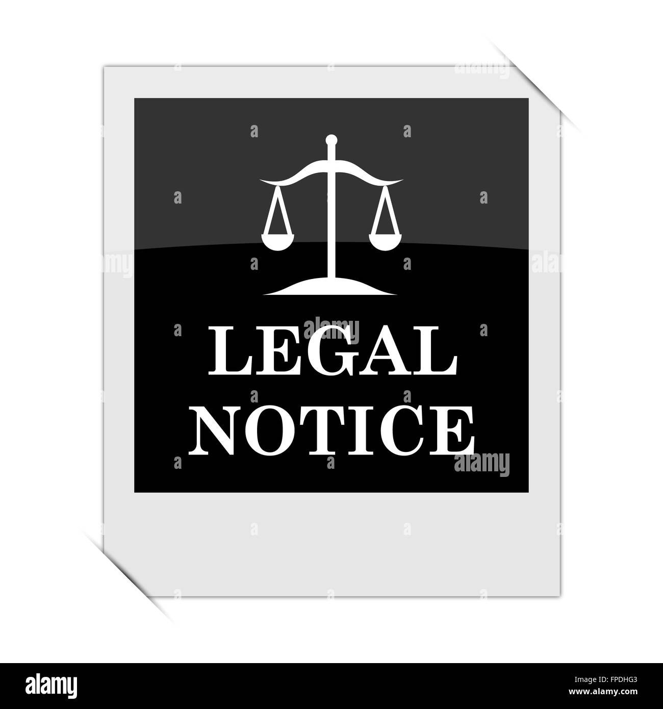 Legal notice icon within a photo on white background Stock Photo - Alamy