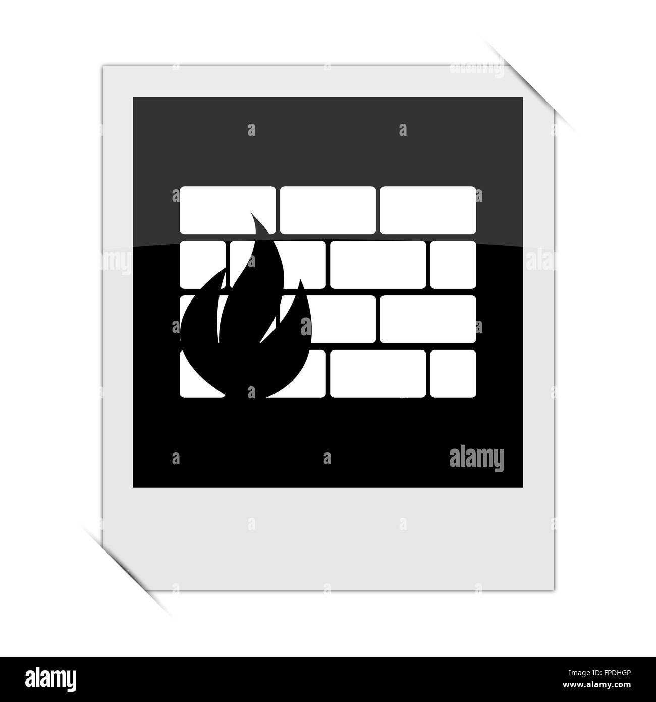 Firewall icon within a photo on white background Stock Photo - Alamy