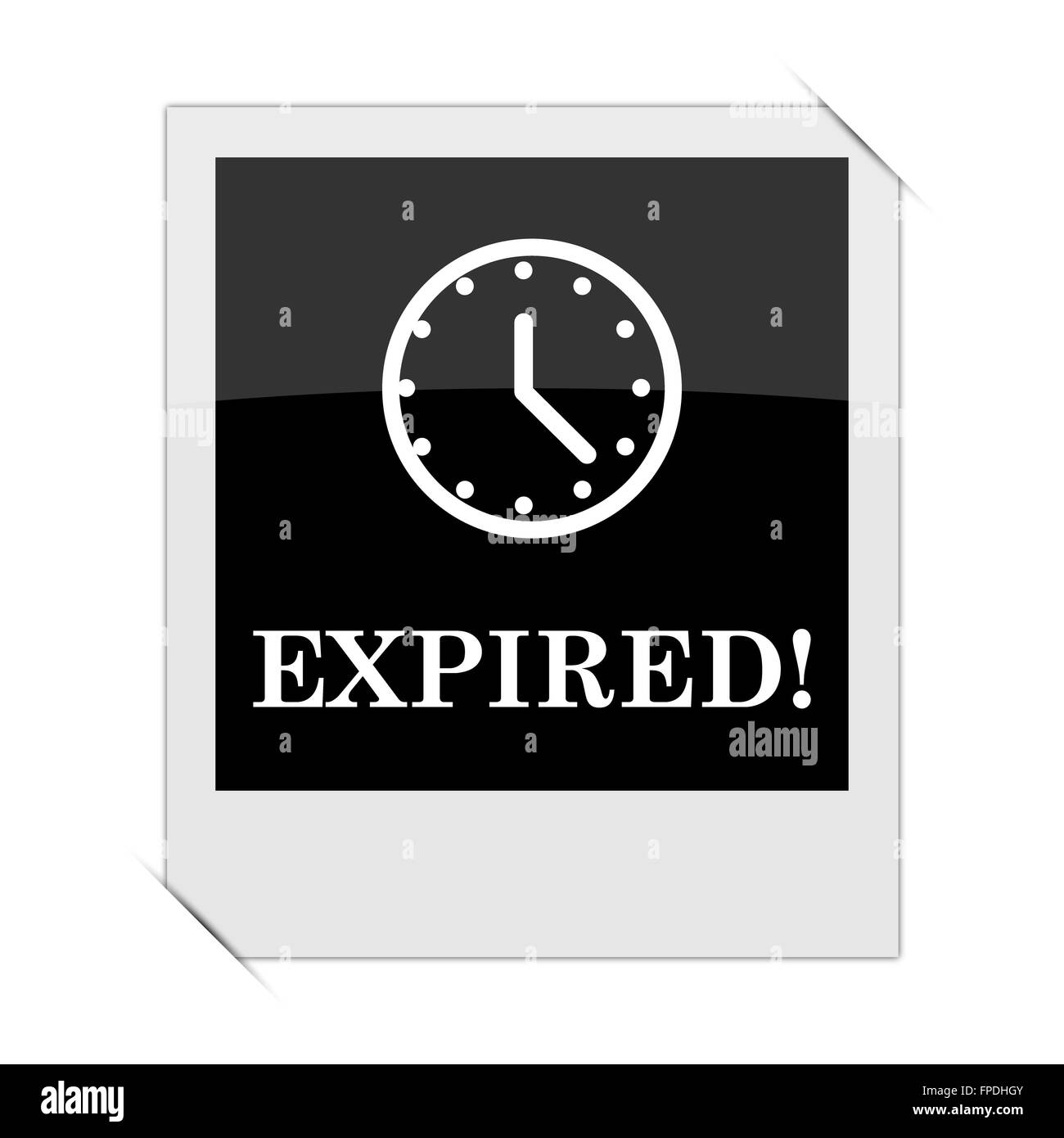 Expired icon within a photo on white background Stock Photo - Alamy