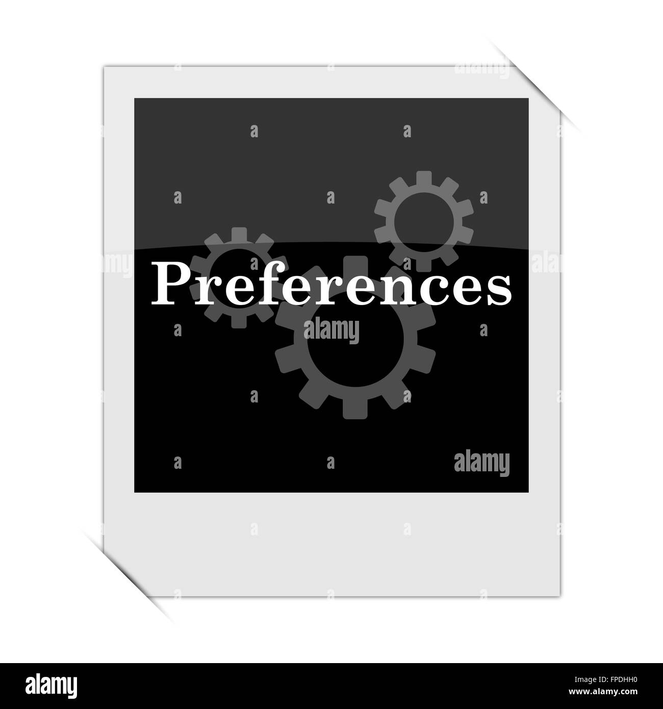 Preferences icon within a photo on white background Stock Photo - Alamy