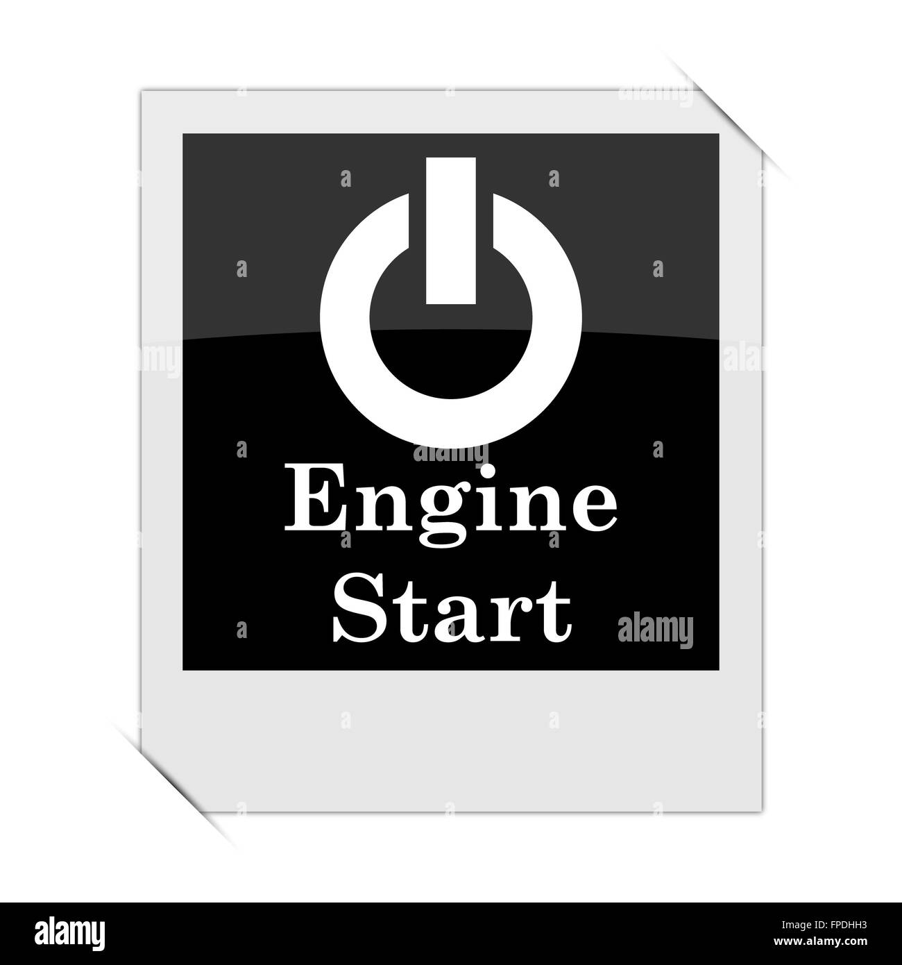 Engine start icon within a photo on white background Stock Photo - Alamy