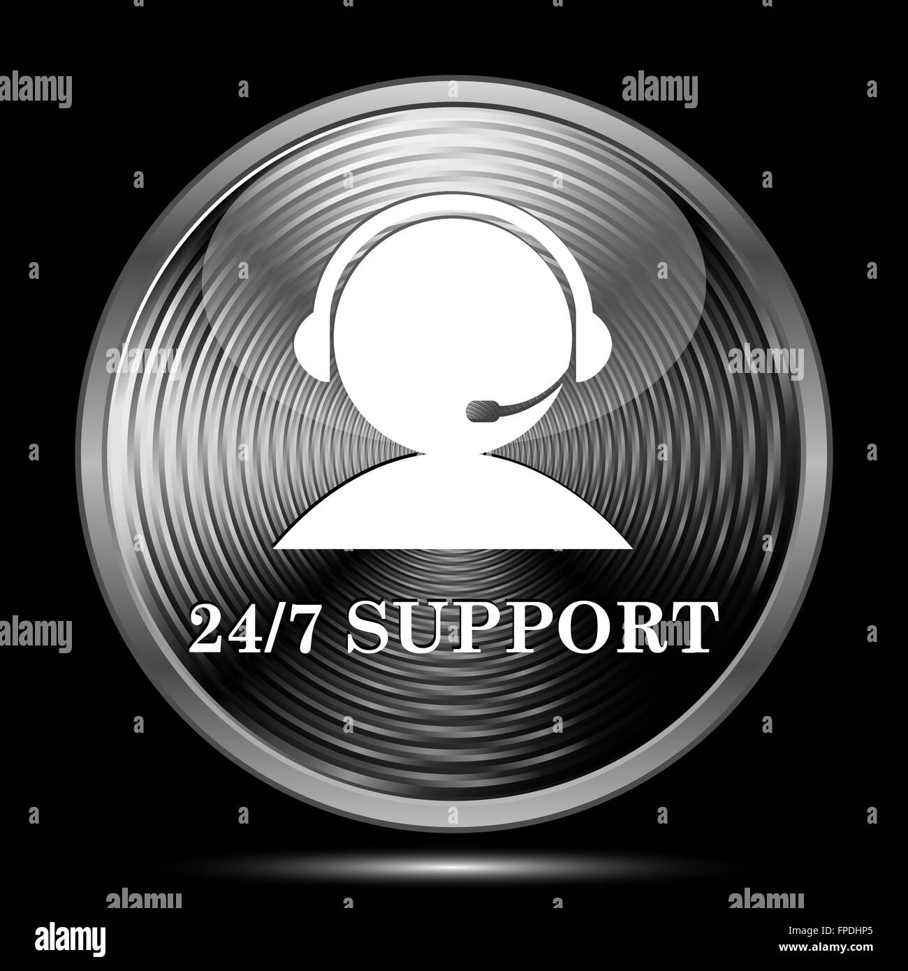 24-7 Support icon. Internet button on black background Stock Photo - Alamy