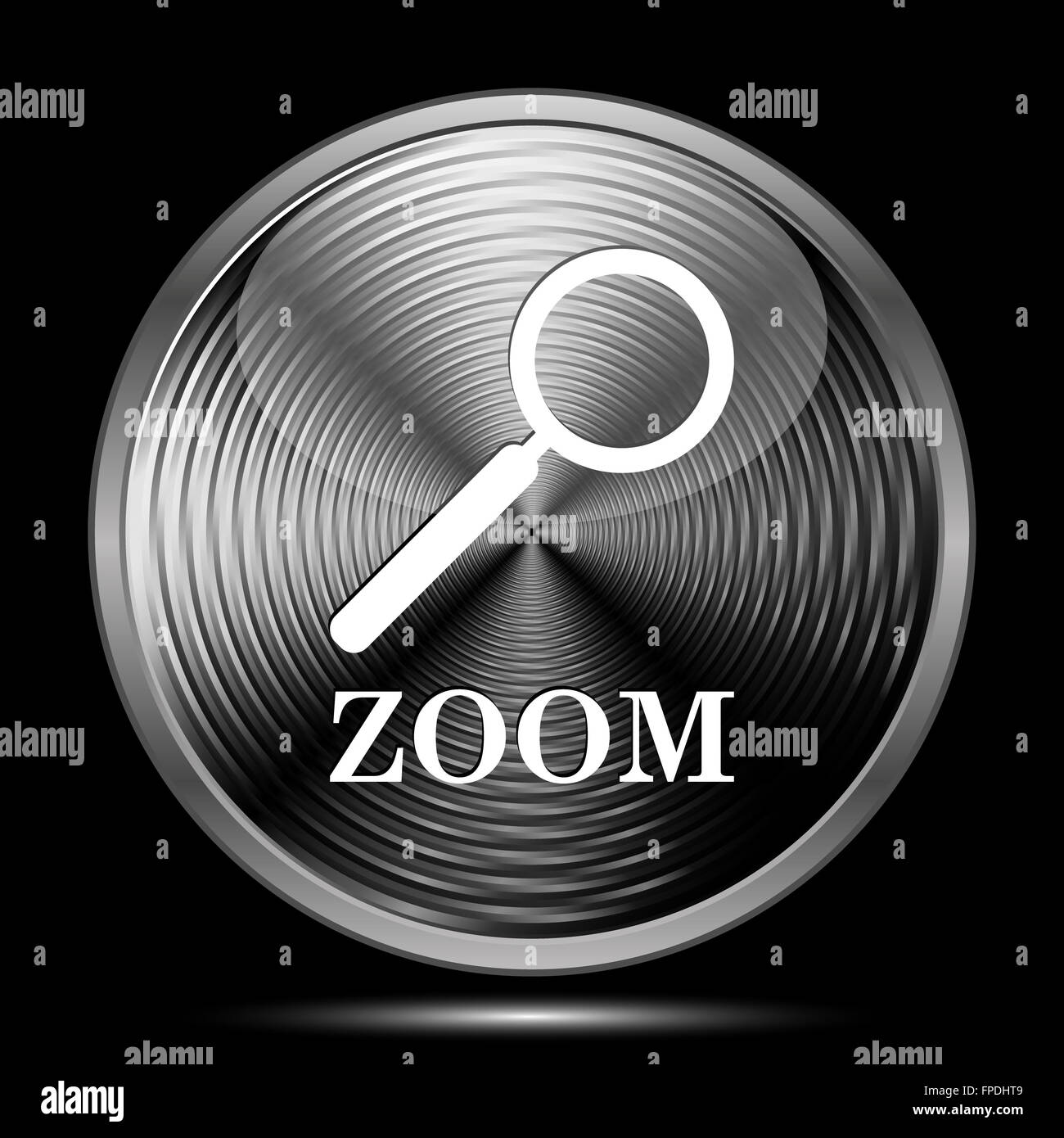 Zoom with loupe icon. Internet button on black background Stock Photo ...