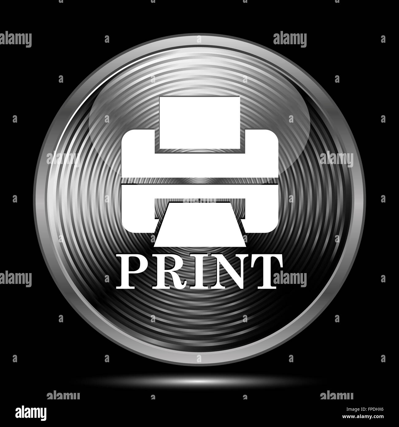 Printer with word PRINT icon. Internet button on black background Stock ...