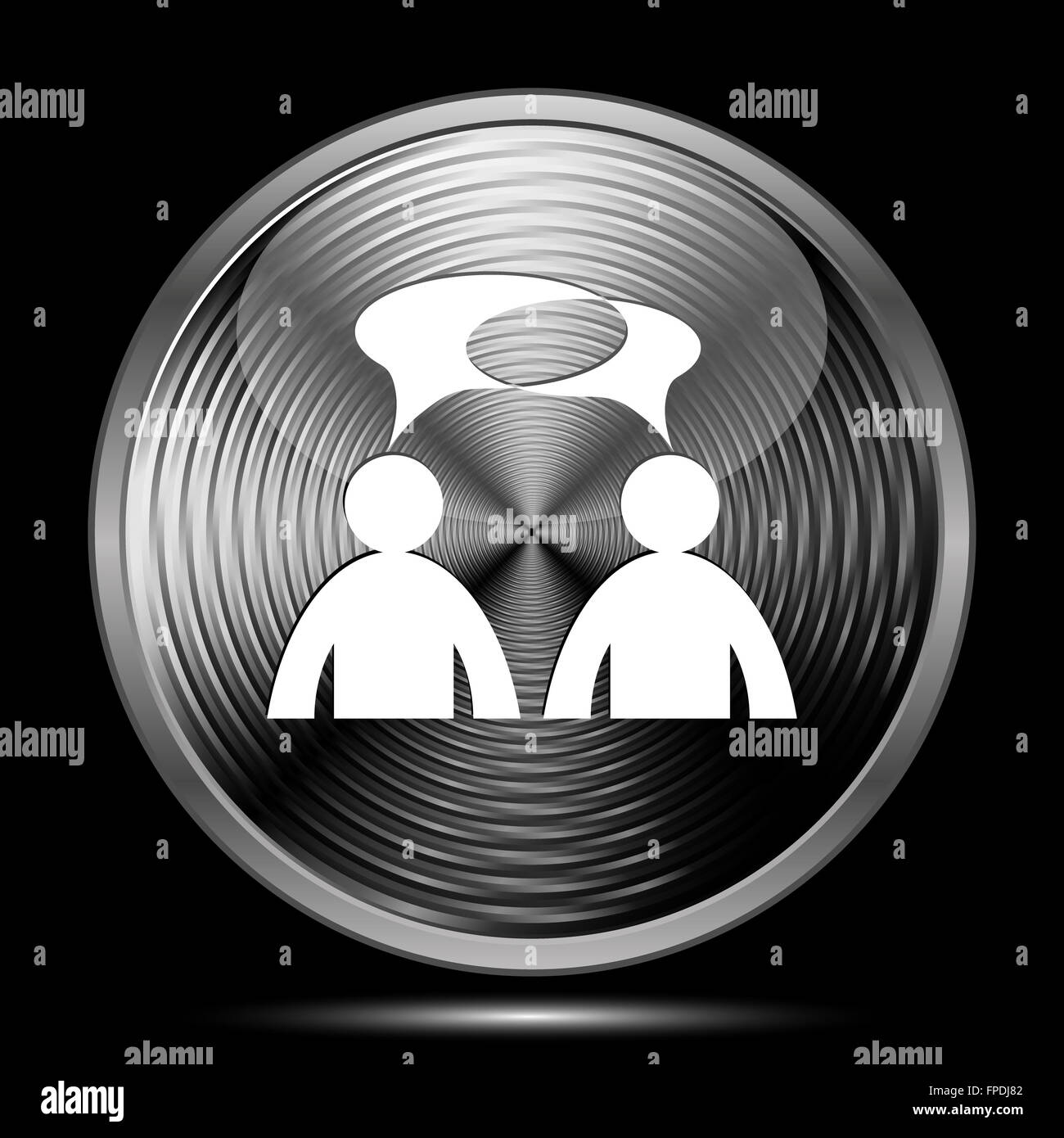 Comments icon. Internet button on black background. - men with bubbles ...