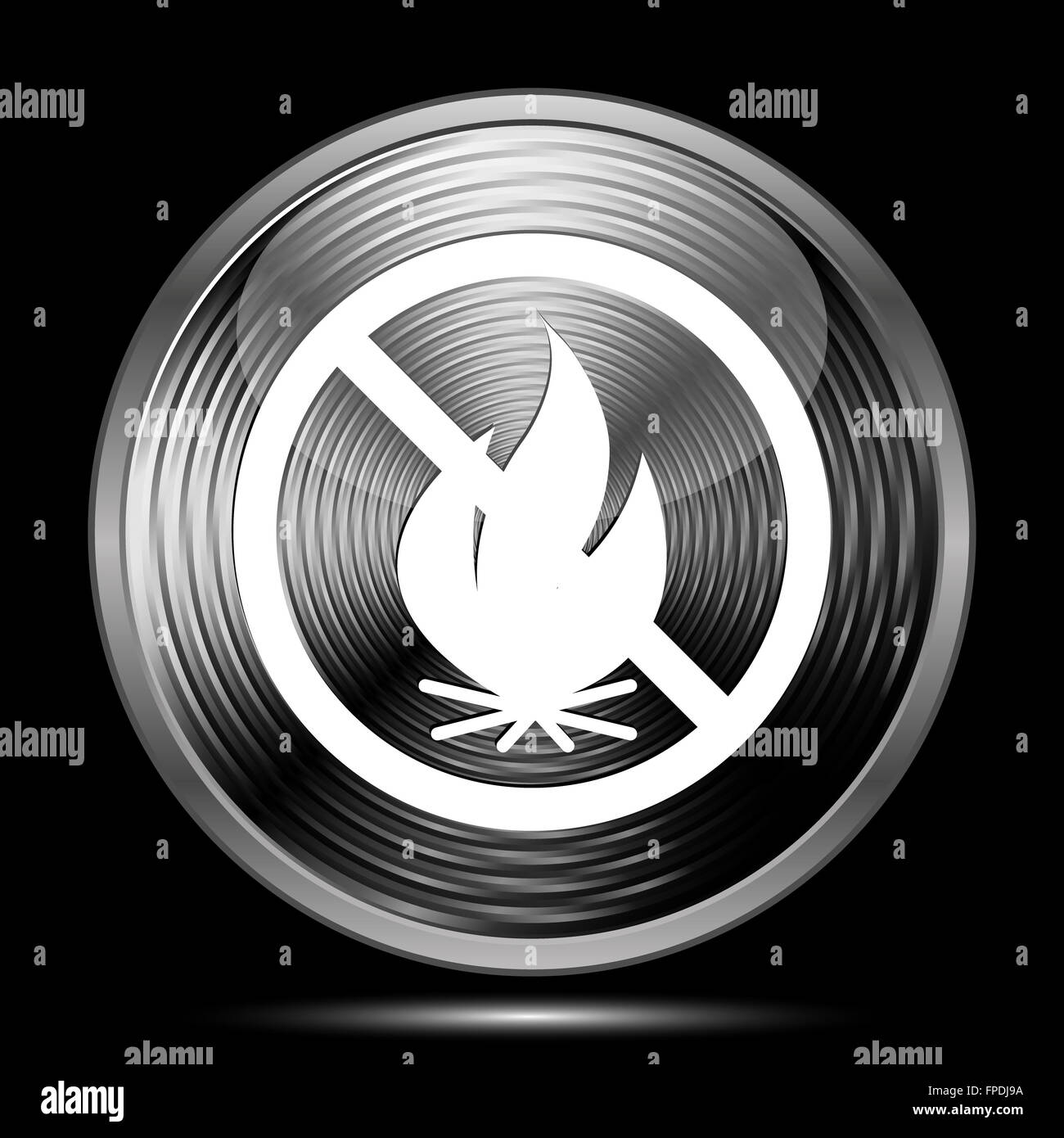 Fire forbidden icon. Internet button on black background Stock Photo ...