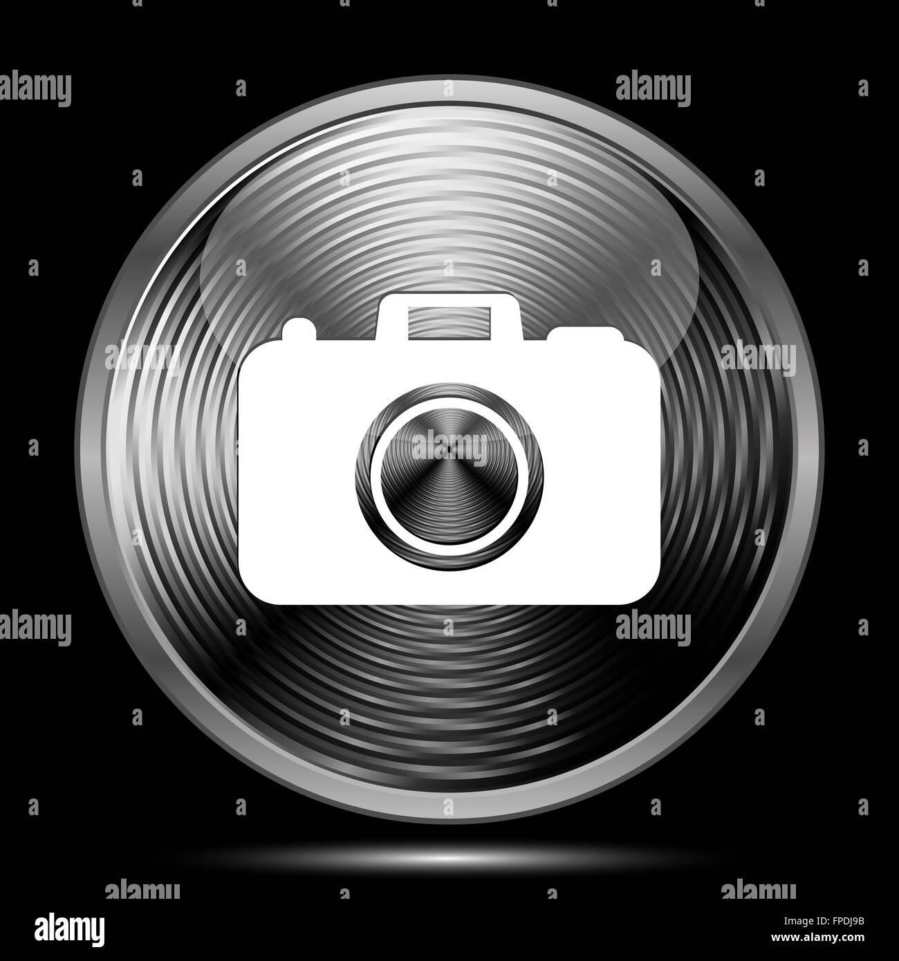 Photo camera icon. Internet button on black background Stock Photo - Alamy