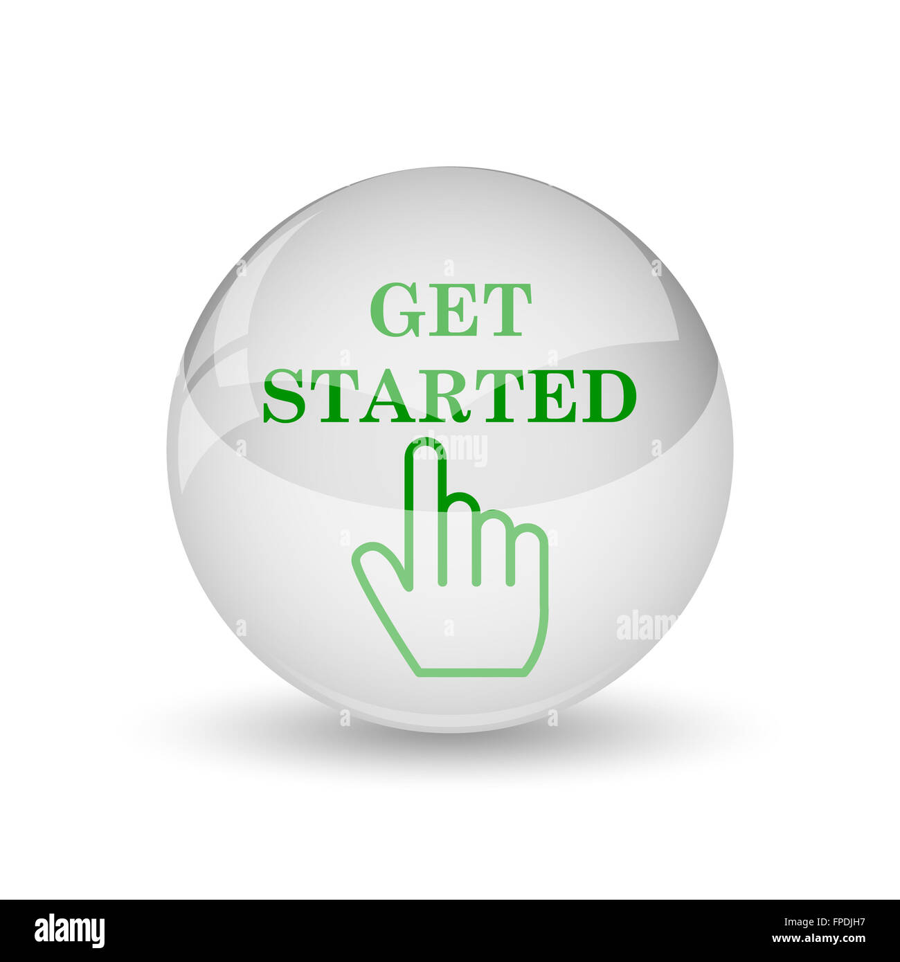 Get started icon. Internet button on white background Stock Photo - Alamy