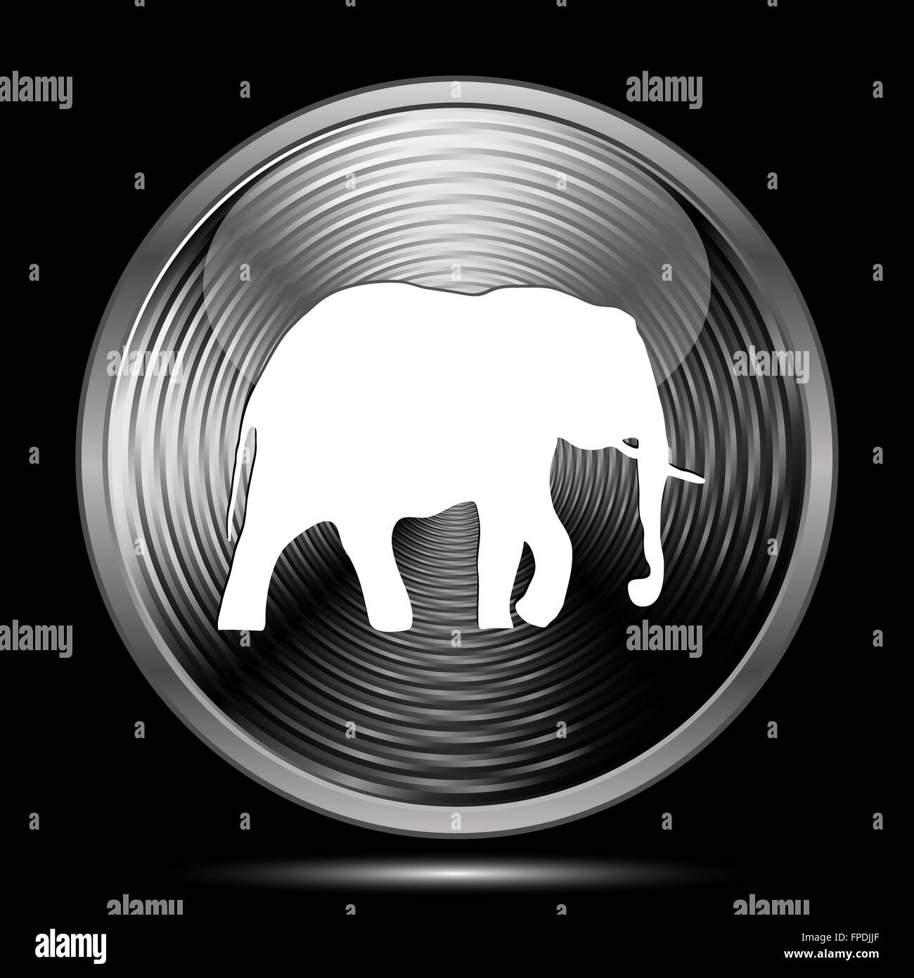 Elephant icon. Internet button on black background Stock Photo - Alamy
