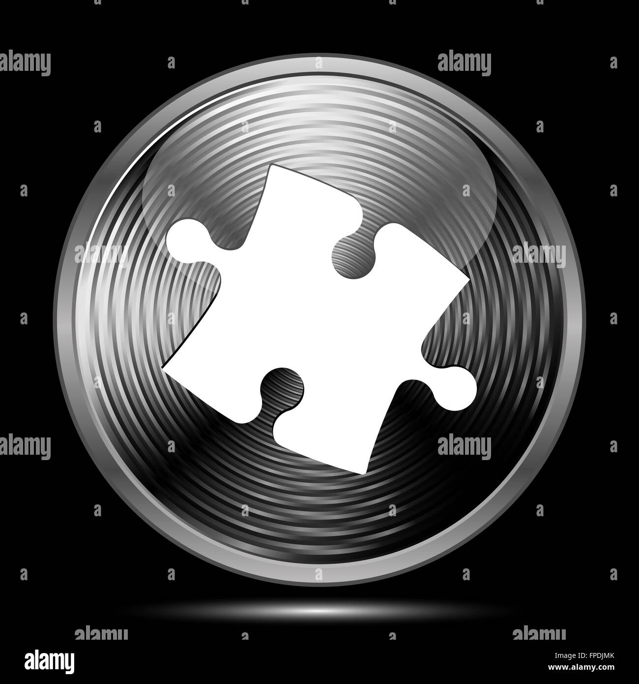 Puzzle piece icon. Internet button on black background Stock Photo - Alamy