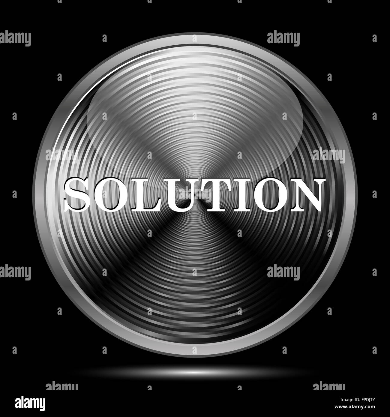 Solution icon. Internet button on black background Stock Photo - Alamy