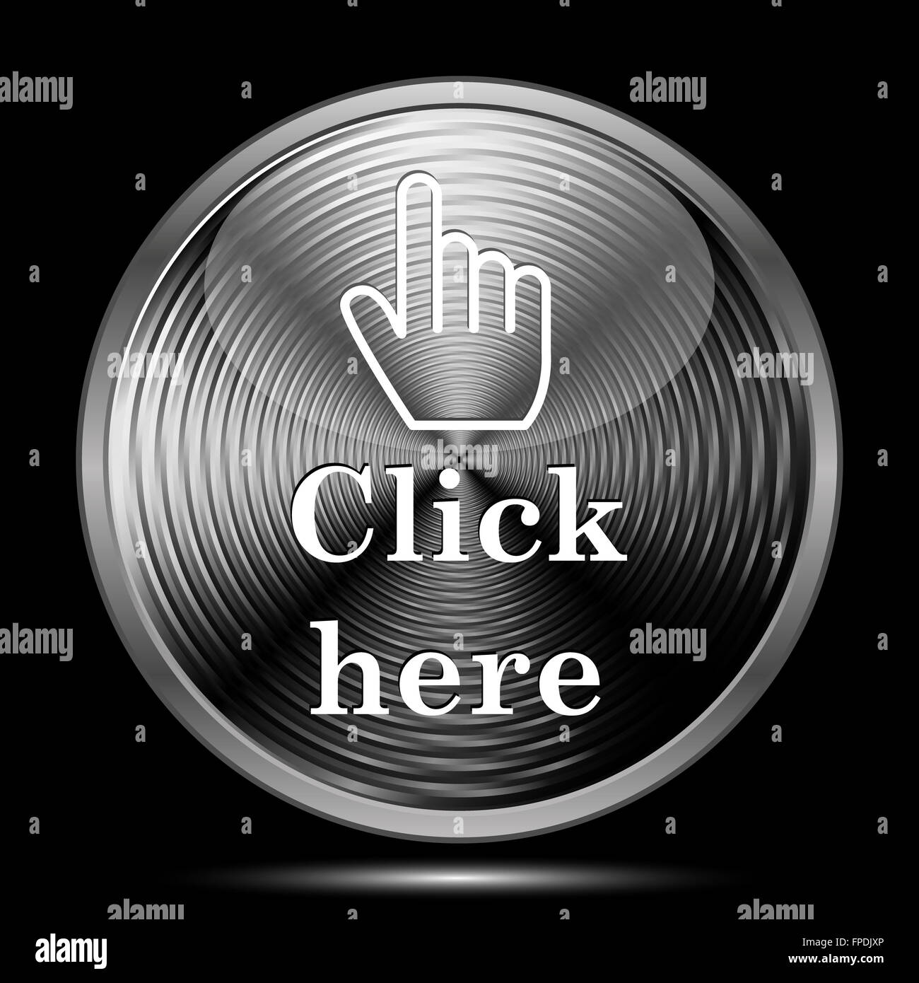 Click here icon. Internet button on black background Stock Photo - Alamy