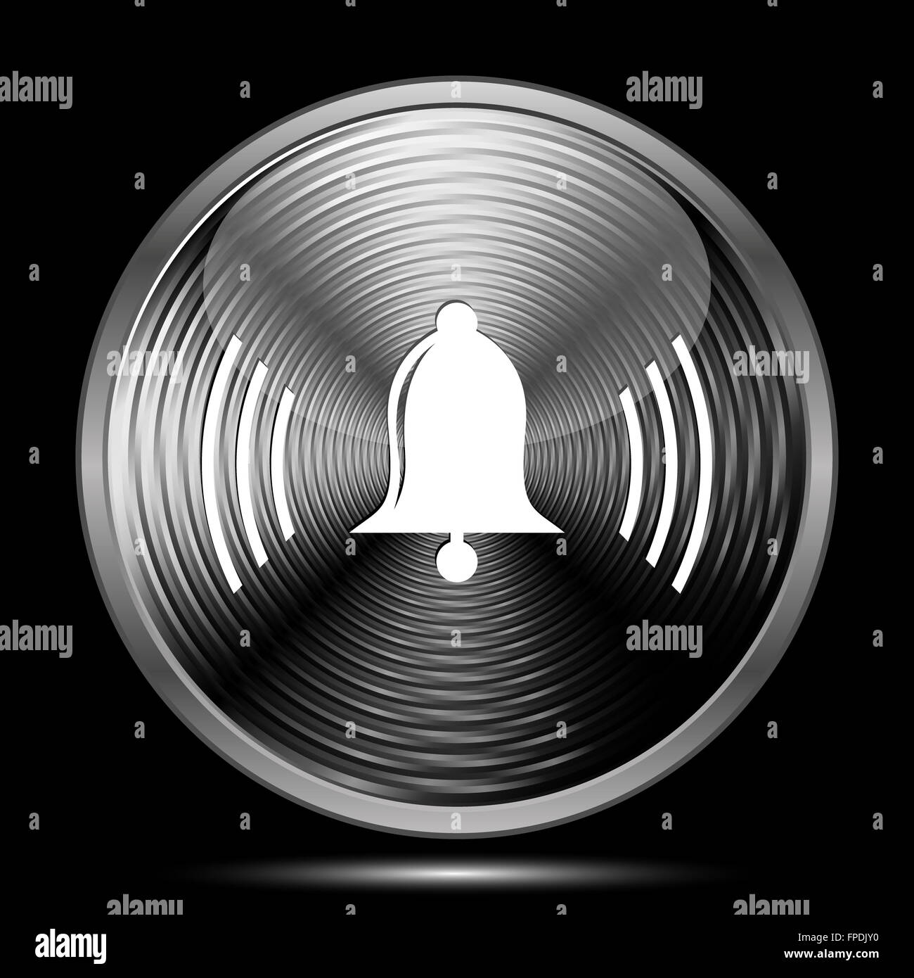 Bell icon. Internet button on black background Stock Photo - Alamy