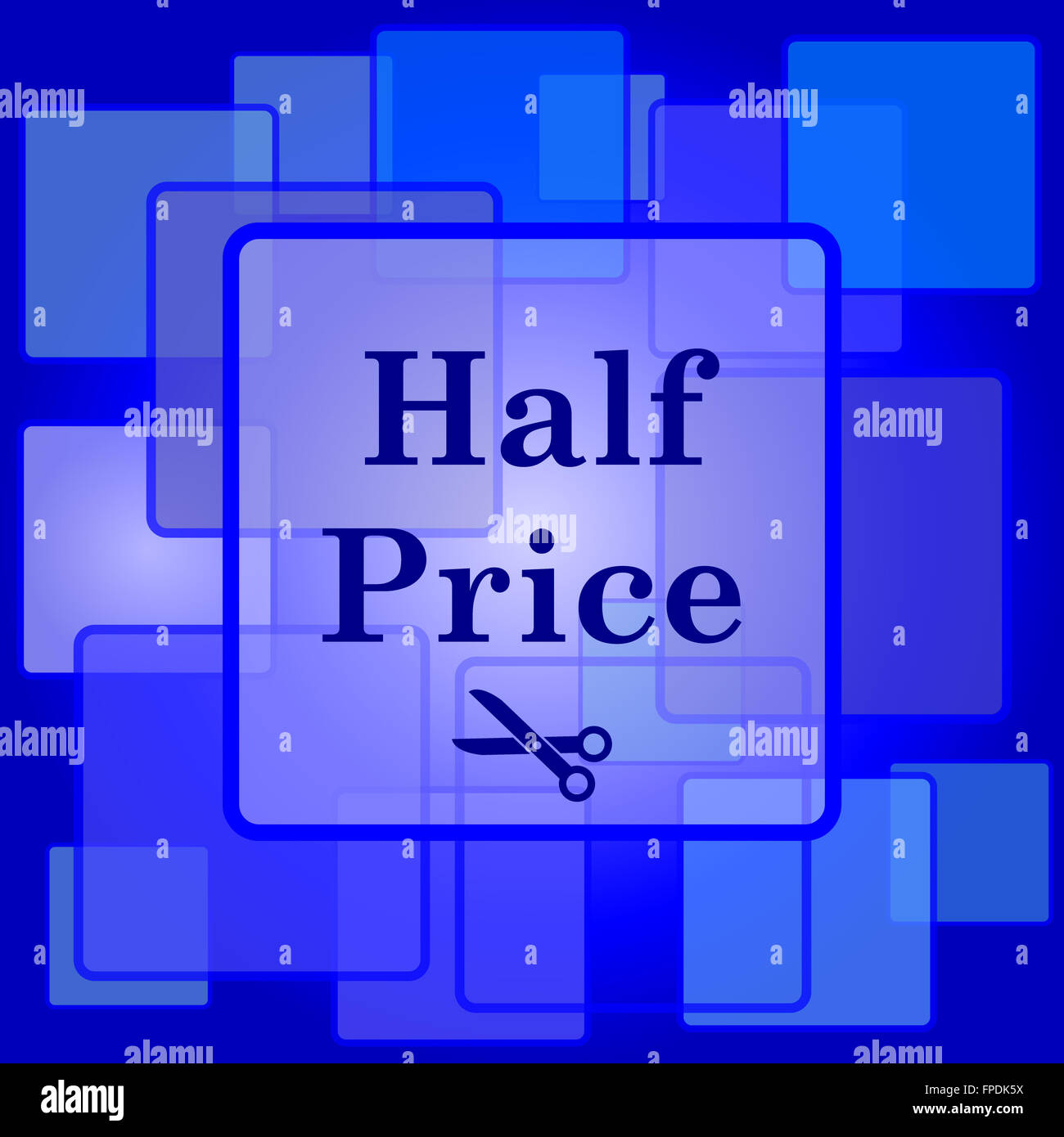 Half price icon. Internet button on abstract background Stock Photo - Alamy