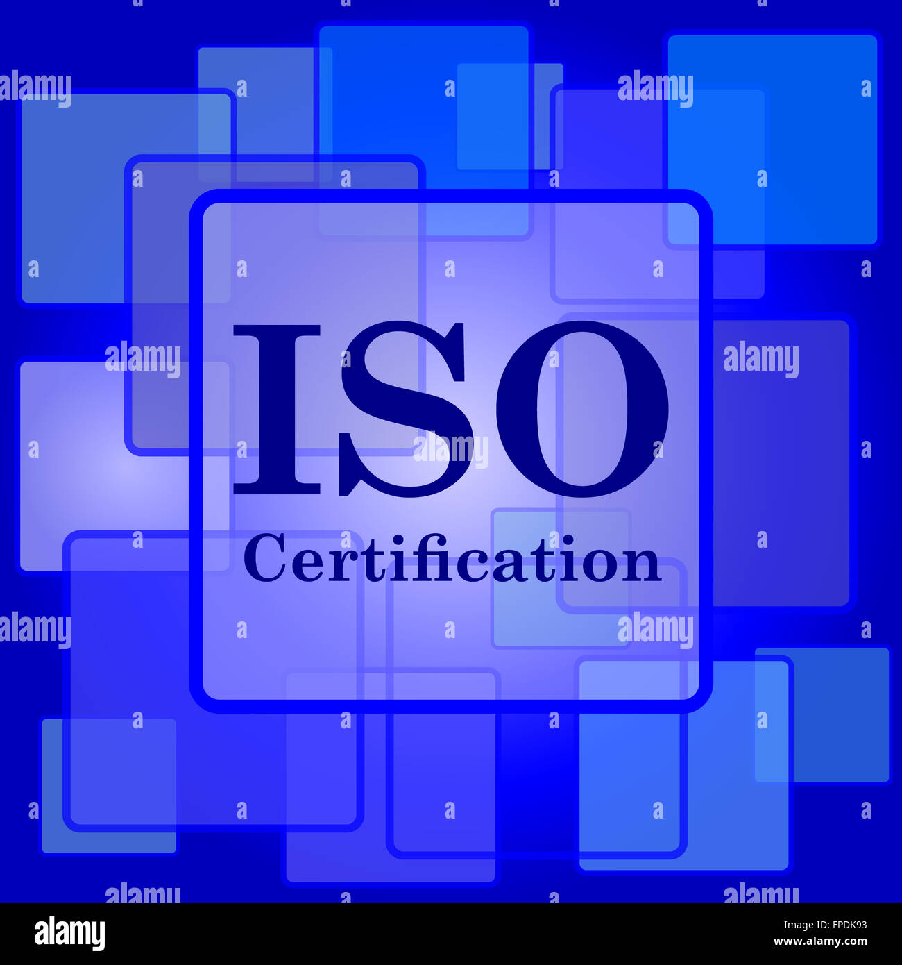 ISO certification icon. Internet button on abstract background Stock ...