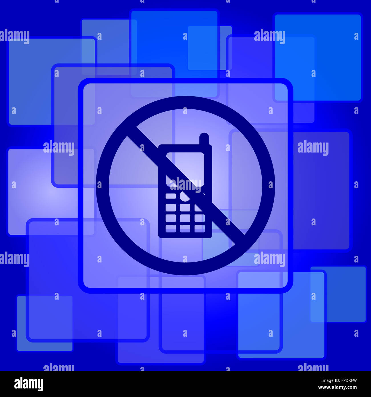 Mobile phone restricted icon. Internet button on abstract background ...