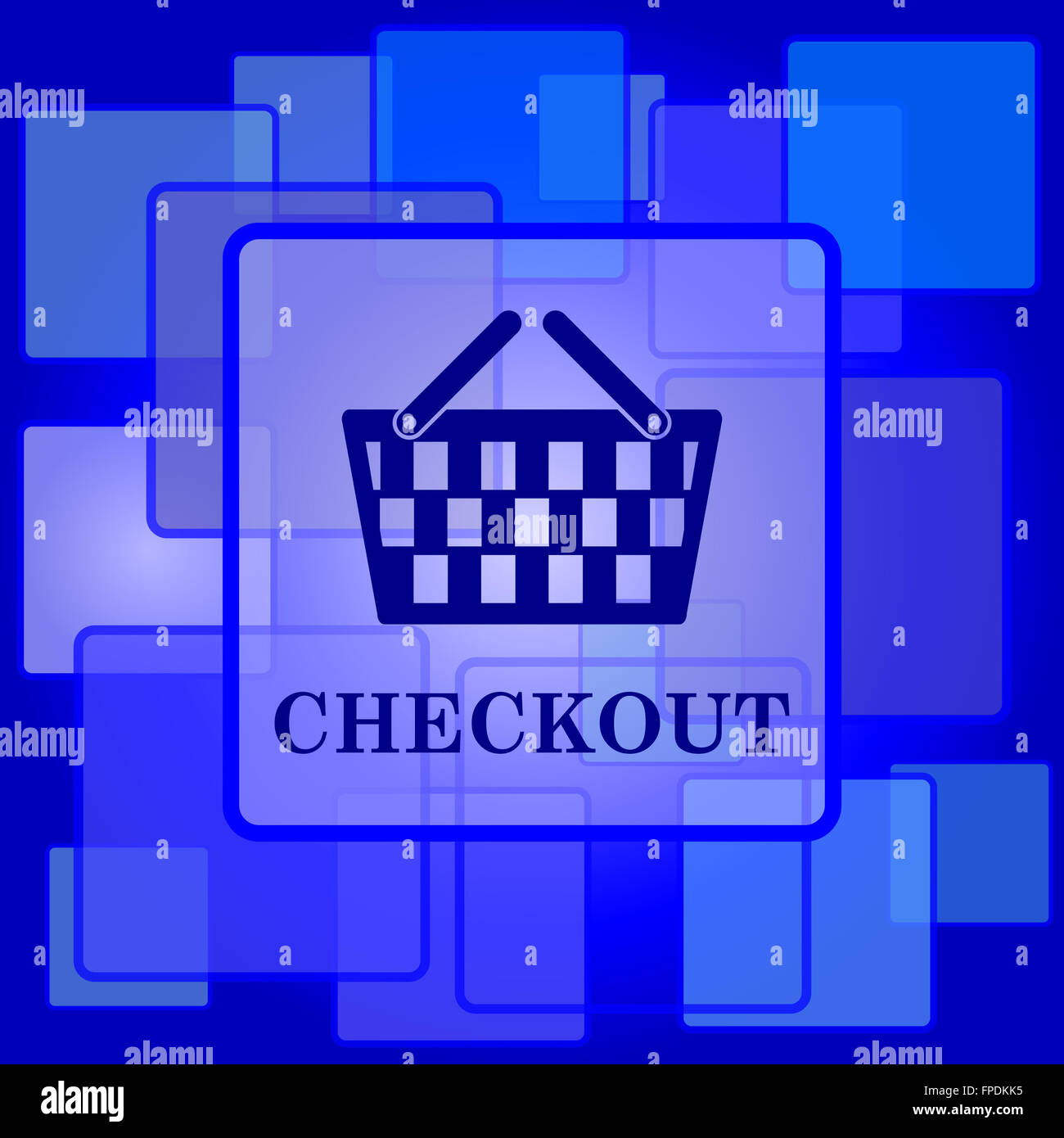 Checkout icon. Internet button on abstract background Stock Photo - Alamy