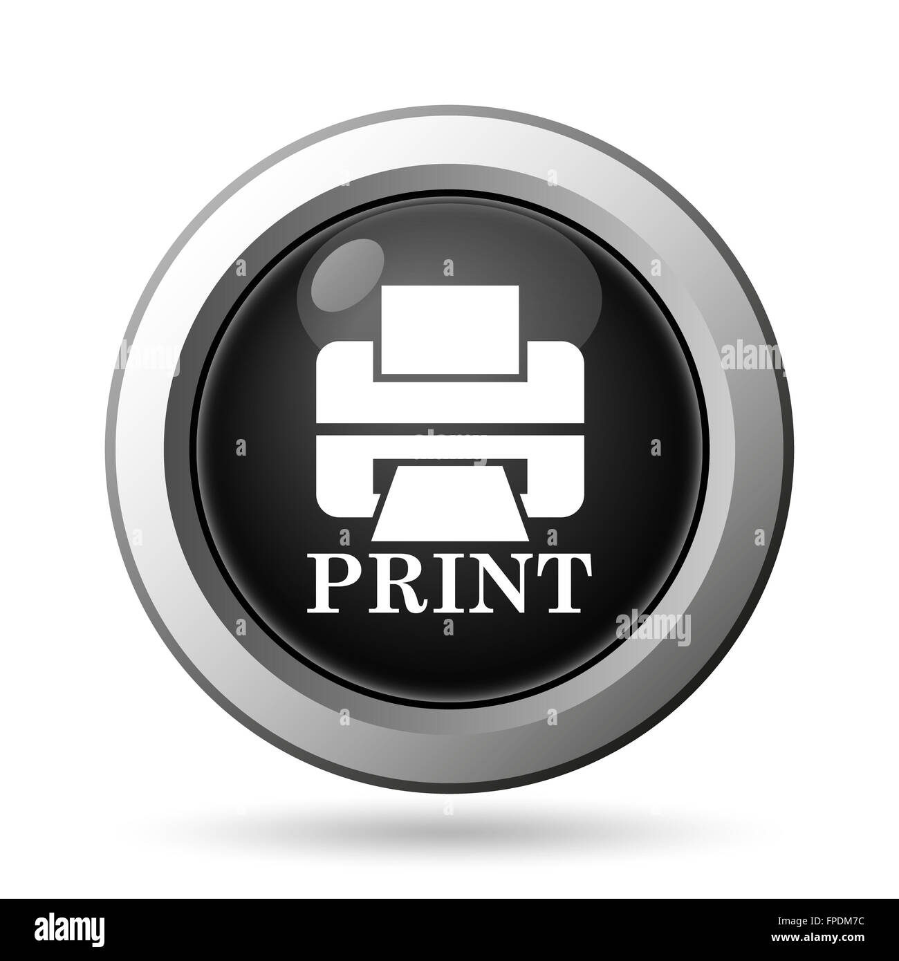 Printer with word PRINT icon. Internet button on white background Stock ...