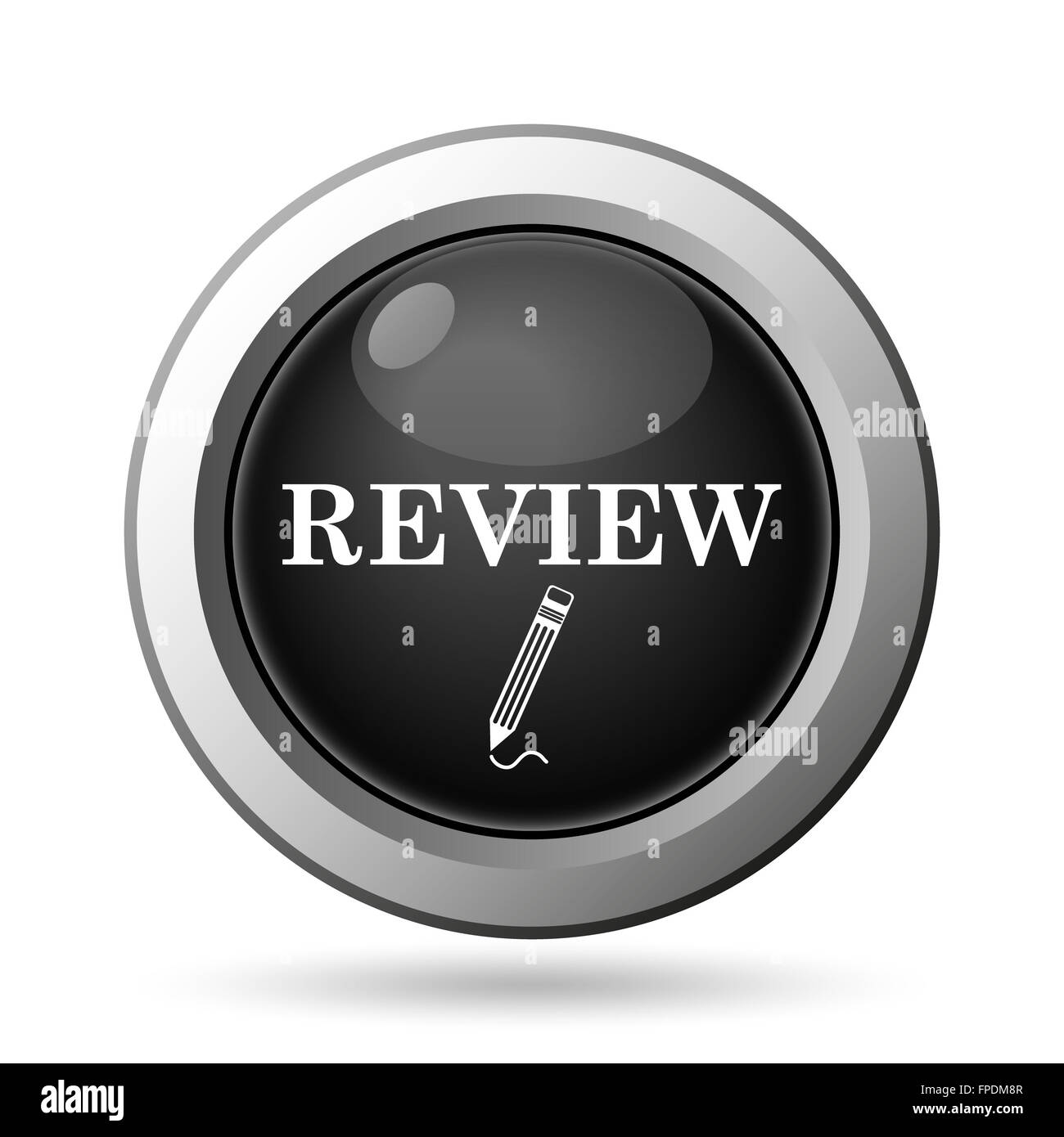 Review icon. Internet button on white background Stock Photo - Alamy