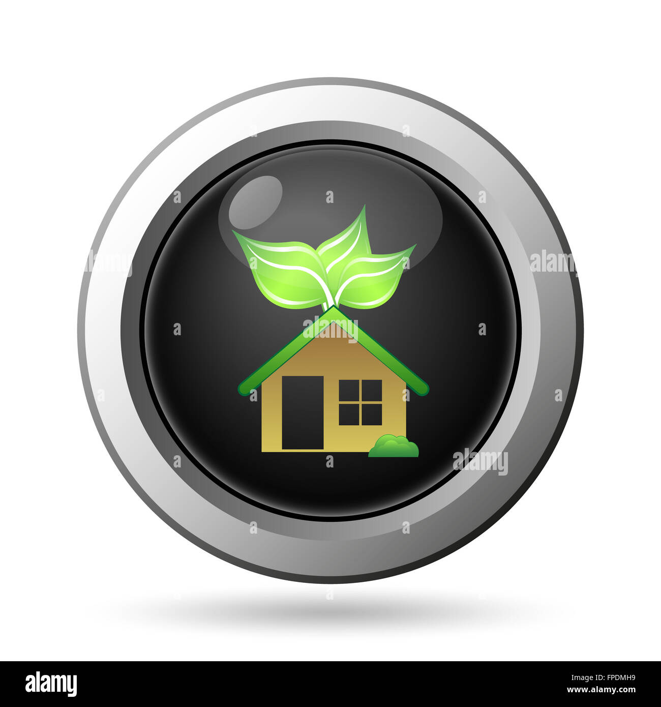 Eco house icon. Internet button on white background Stock Photo - Alamy