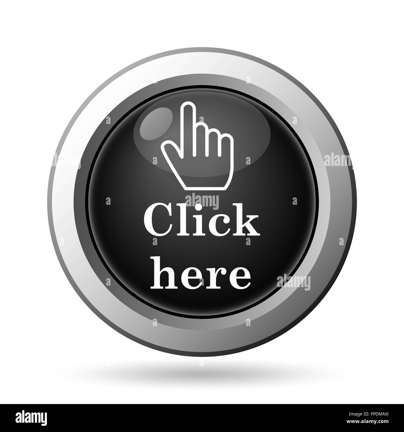 Click here icon. Internet button on white background Stock Photo - Alamy