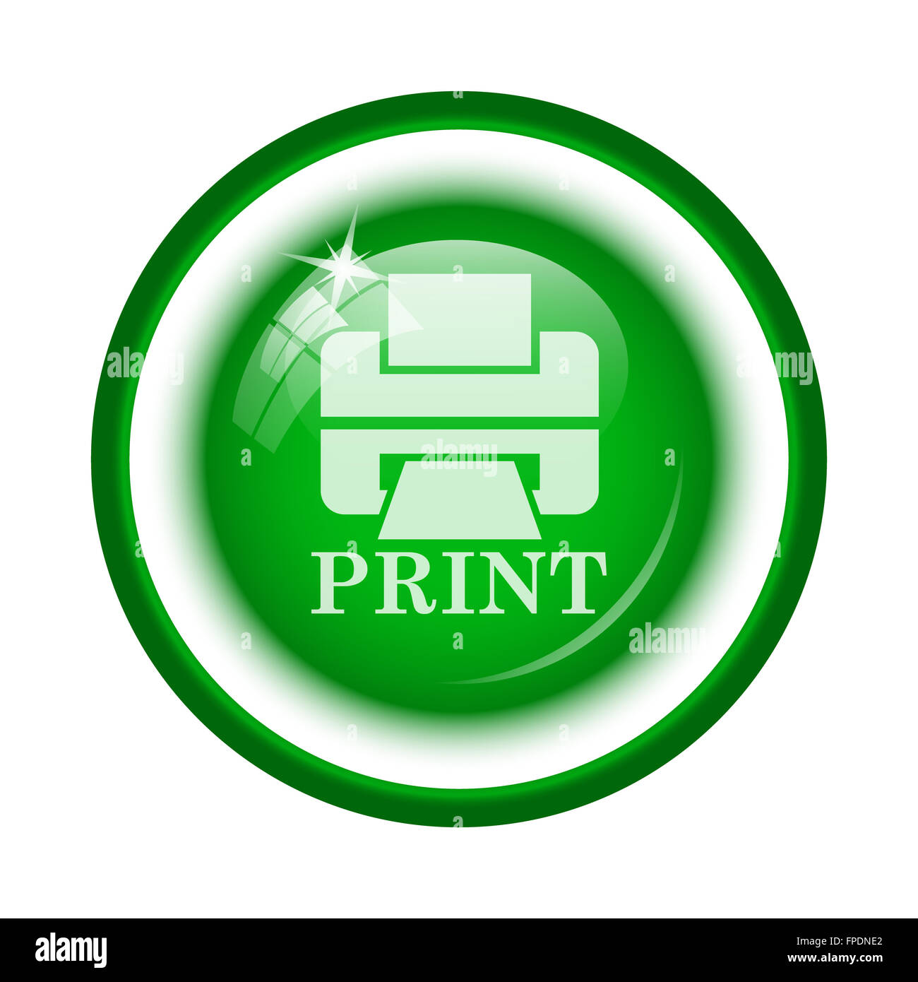 Printer with word PRINT icon. Internet button on white background Stock ...