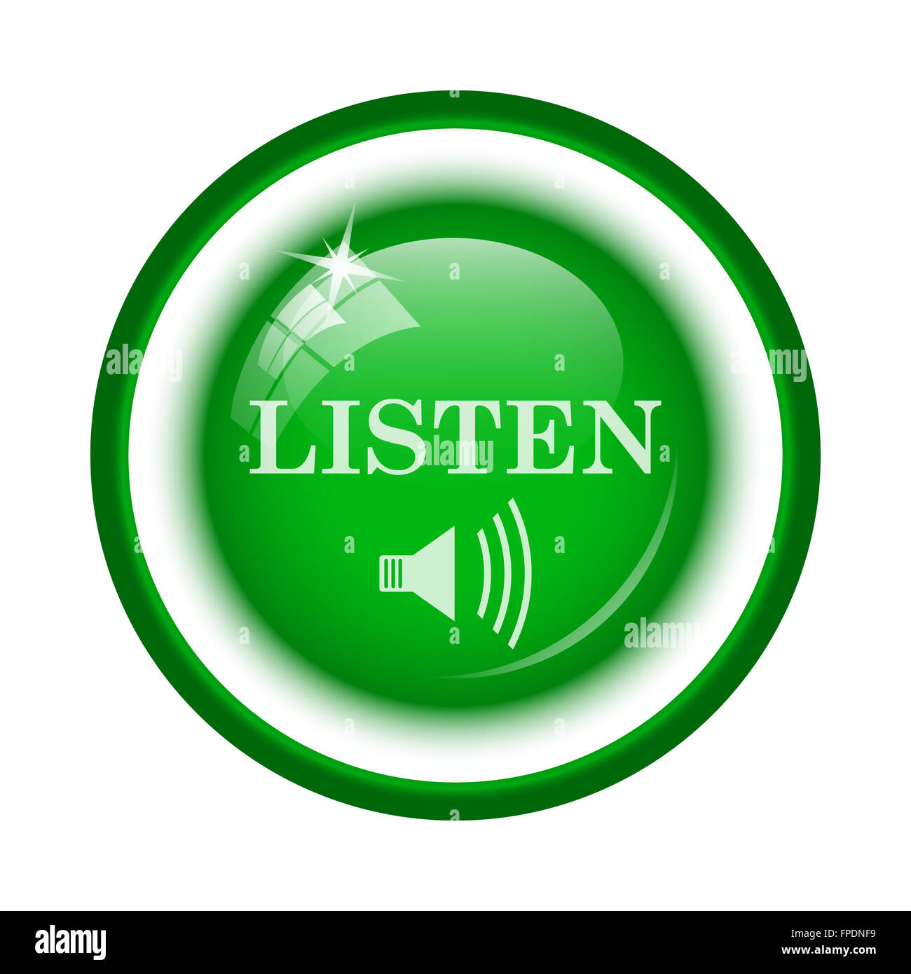 Listen icon. Internet button on white background Stock Photo - Alamy