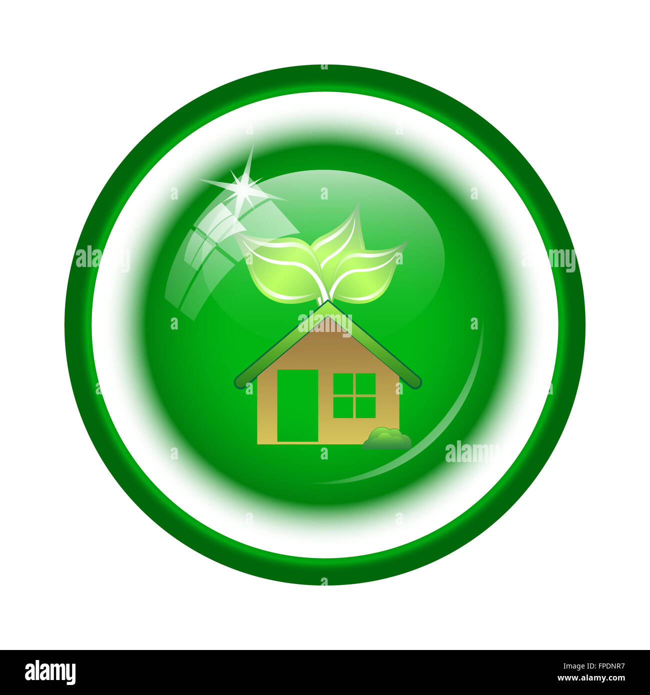Eco house icon. Internet button on white background Stock Photo - Alamy