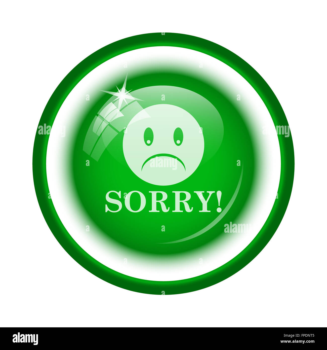 Sorry icon. Internet button on white background Stock Photo - Alamy