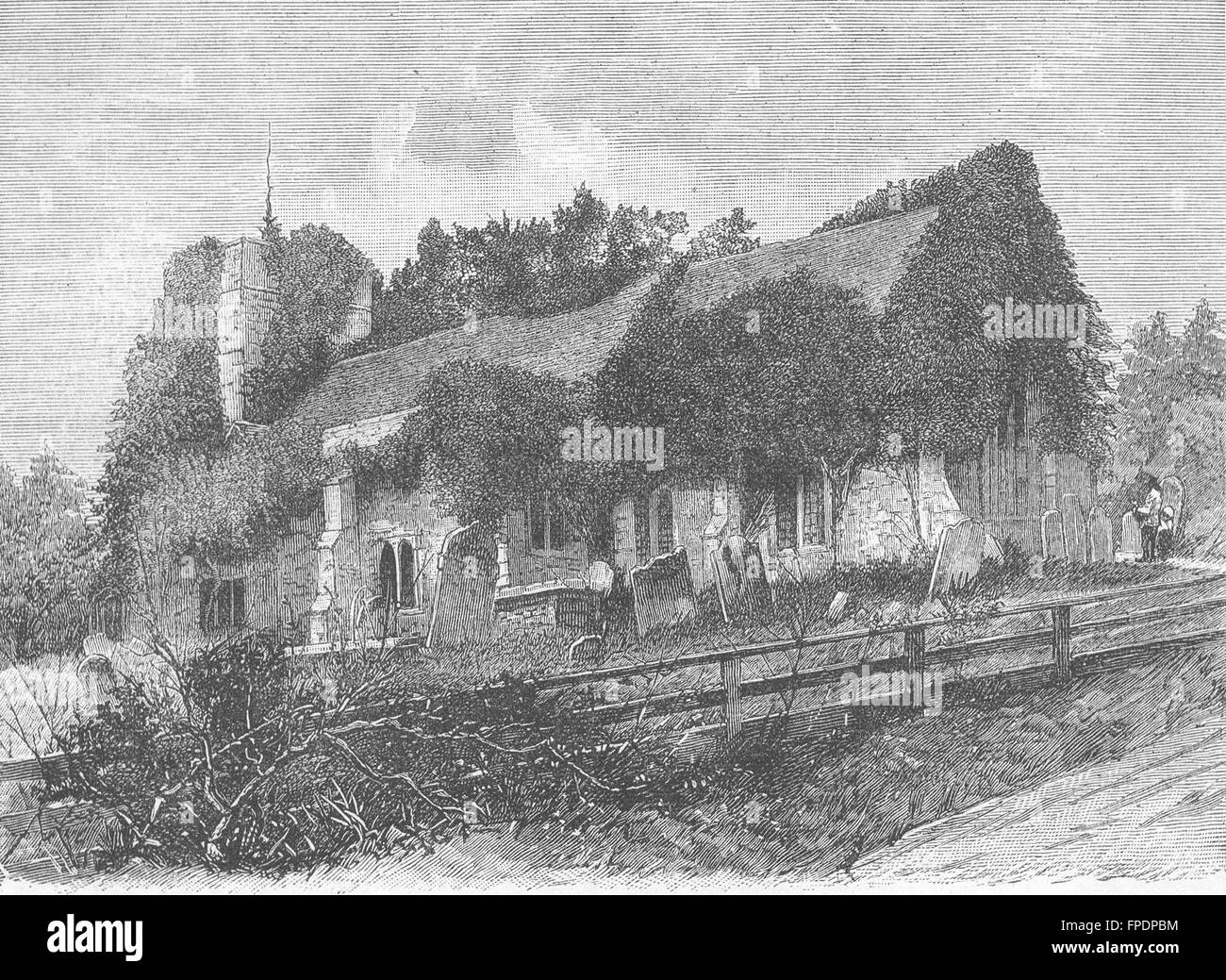 LONDON: Chingford Church, antique print 1888 Stock Photo - Alamy