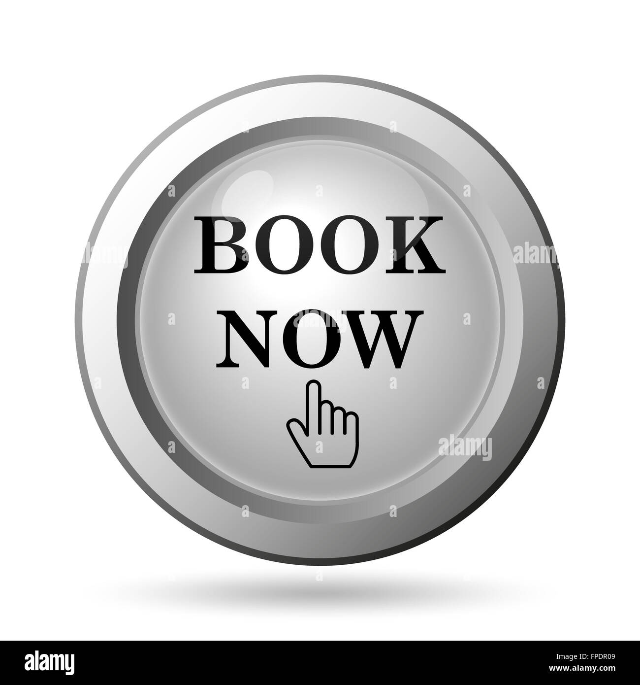 Book now icon. Internet button on white background Stock Photo - Alamy