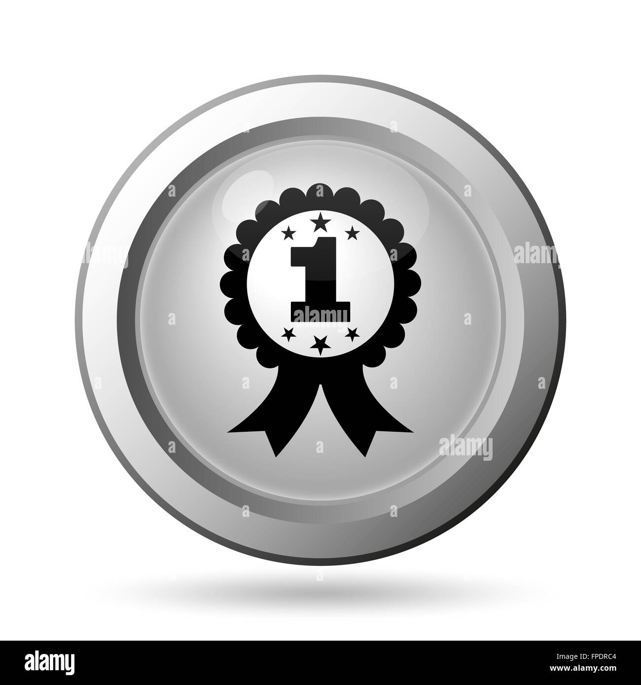 First prize ribbon icon. Internet button on white background Stock ...