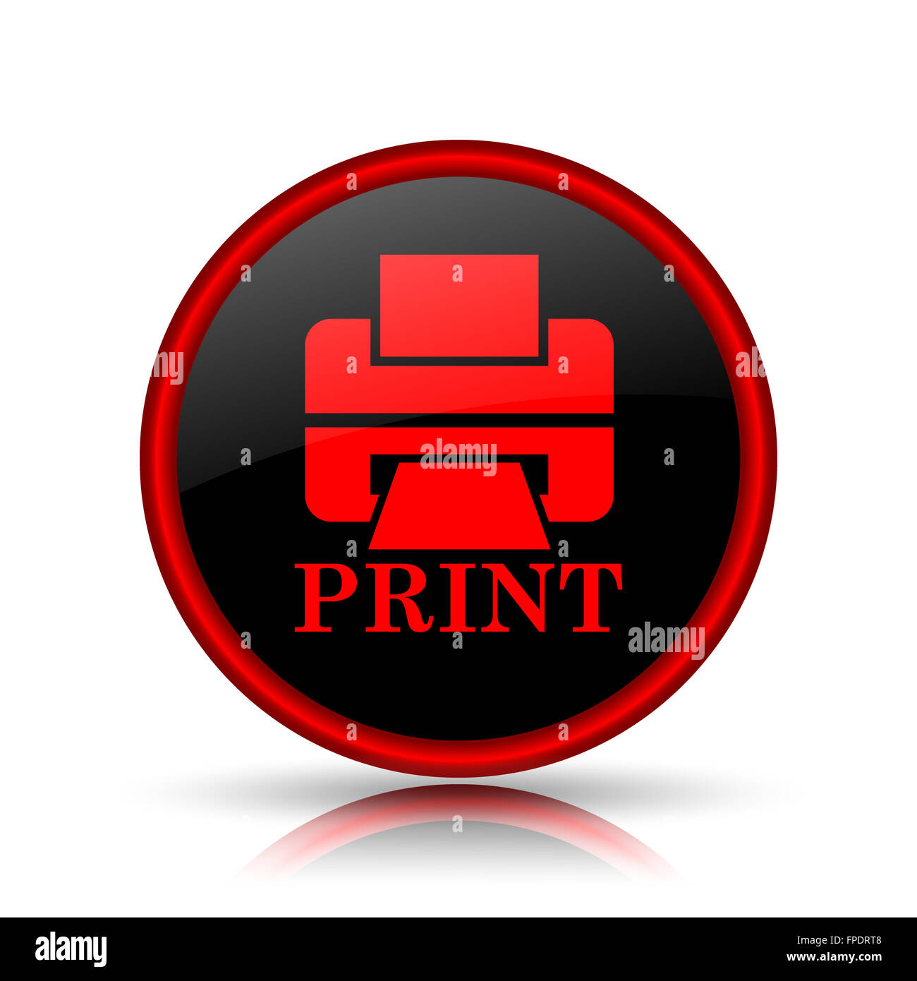 Printer with word PRINT icon. Internet button on white background Stock ...