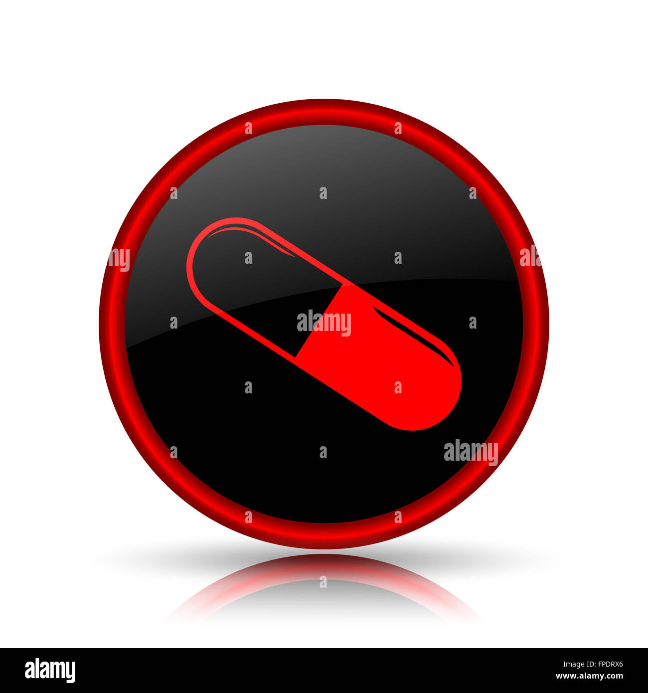 Pill icon. Internet button on white background Stock Photo - Alamy