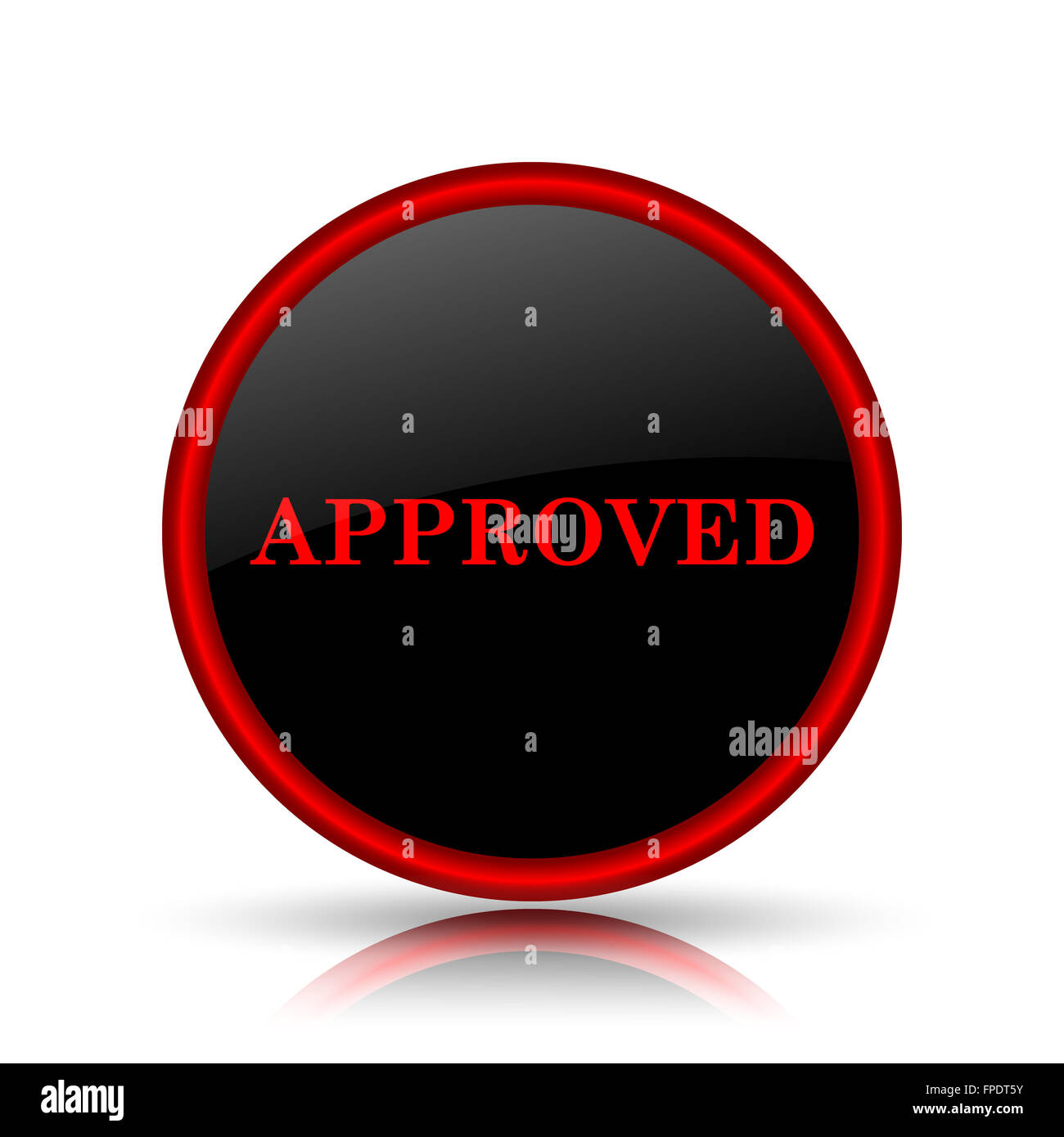 Approved icon. Internet button on white background Stock Photo - Alamy