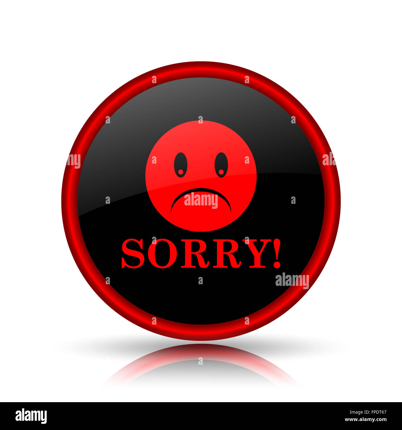 Sorry icon. Internet button on white background Stock Photo - Alamy