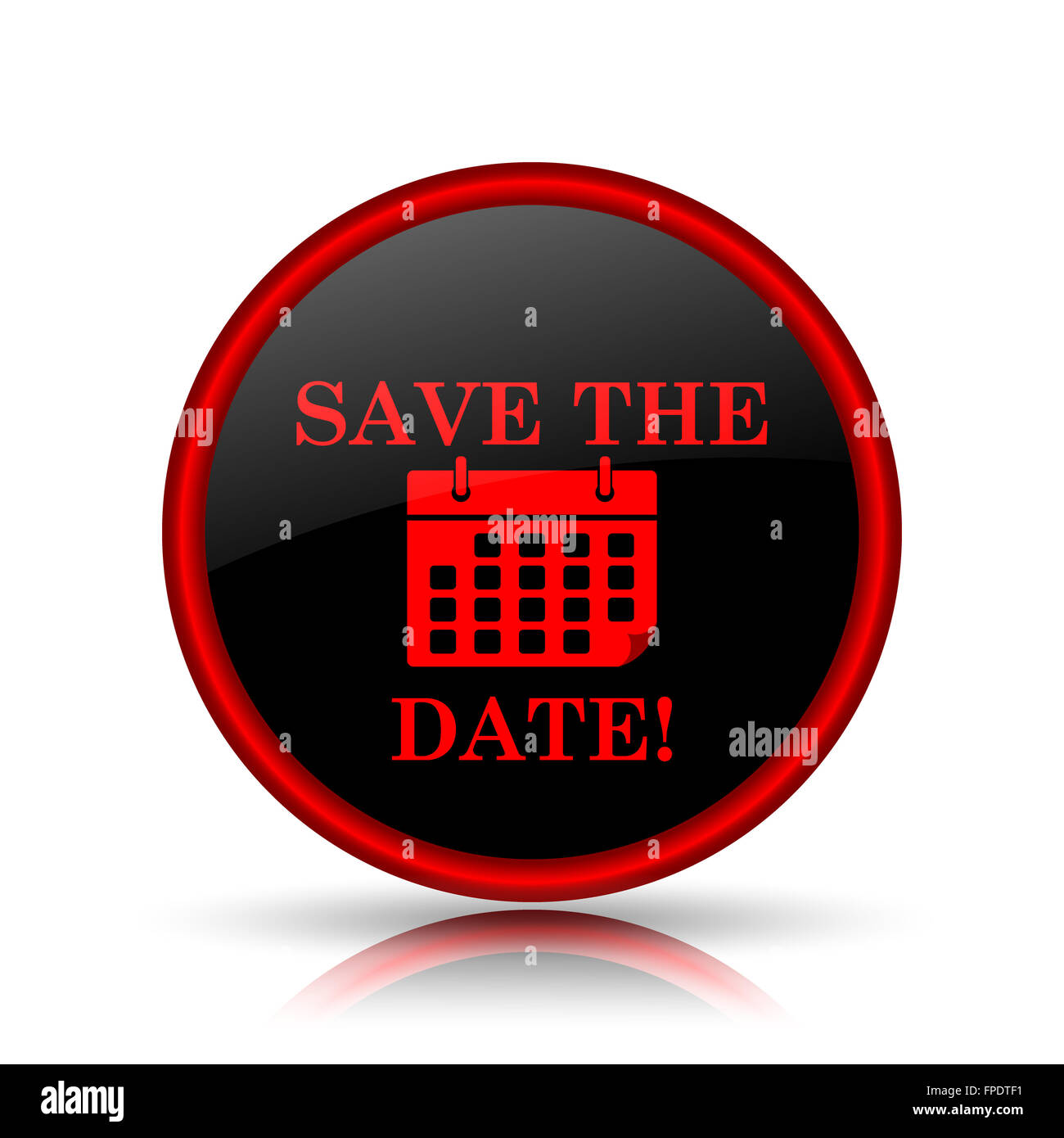 Save the date icon. Internet button on white background Stock Photo - Alamy