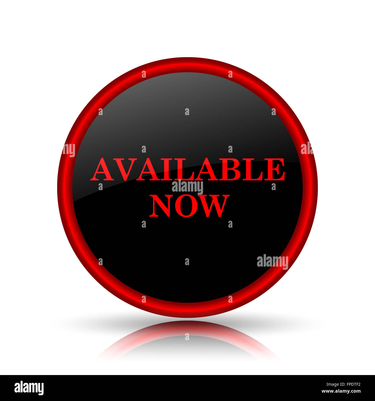 Available now icon. Internet button on white background Stock Photo - Alamy