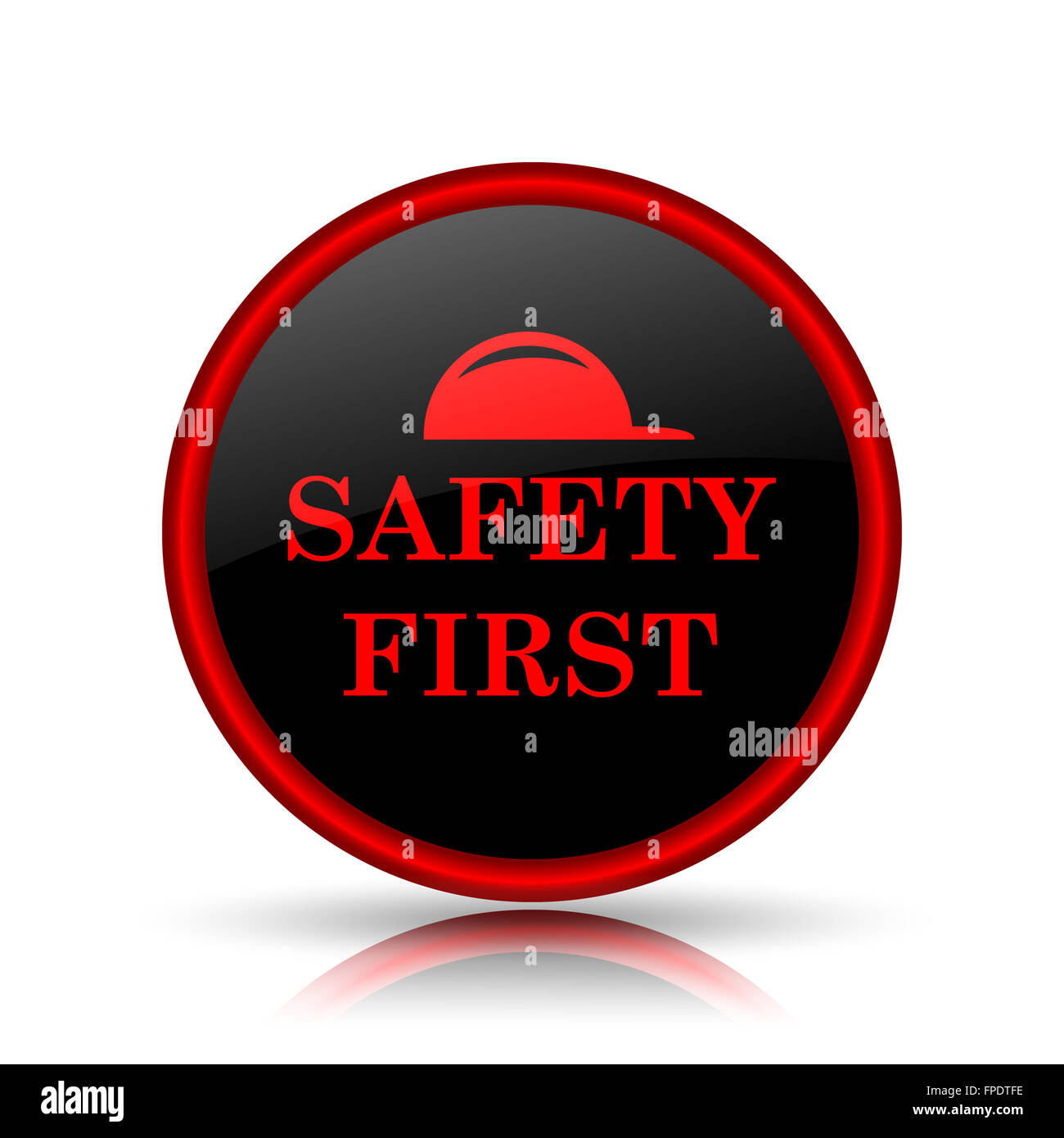 Safety first icon. Internet button on white background Stock Photo - Alamy