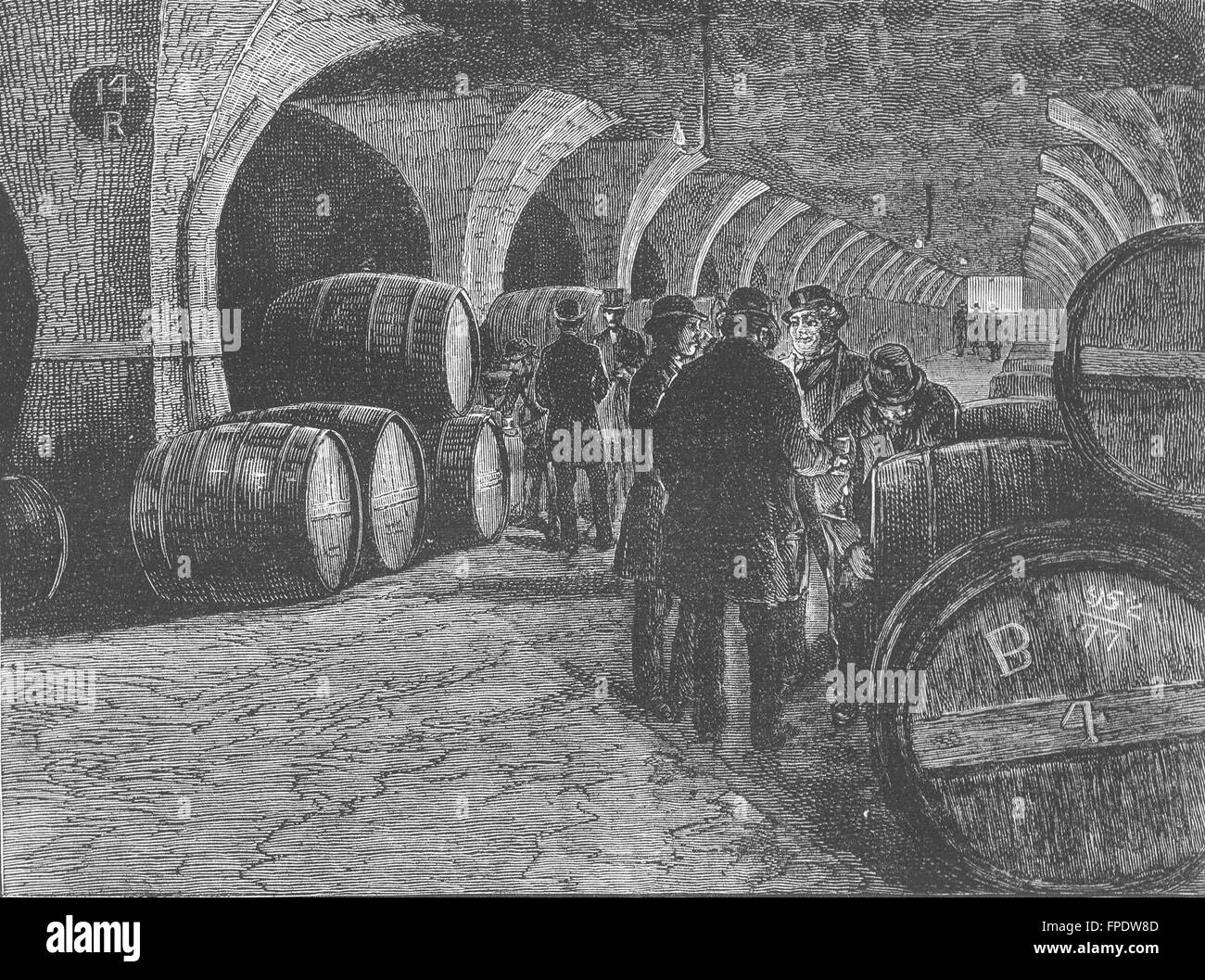 LONDON DOCKLANDS: Vaults at the Docks, antique print 1888 Stock Photo ...