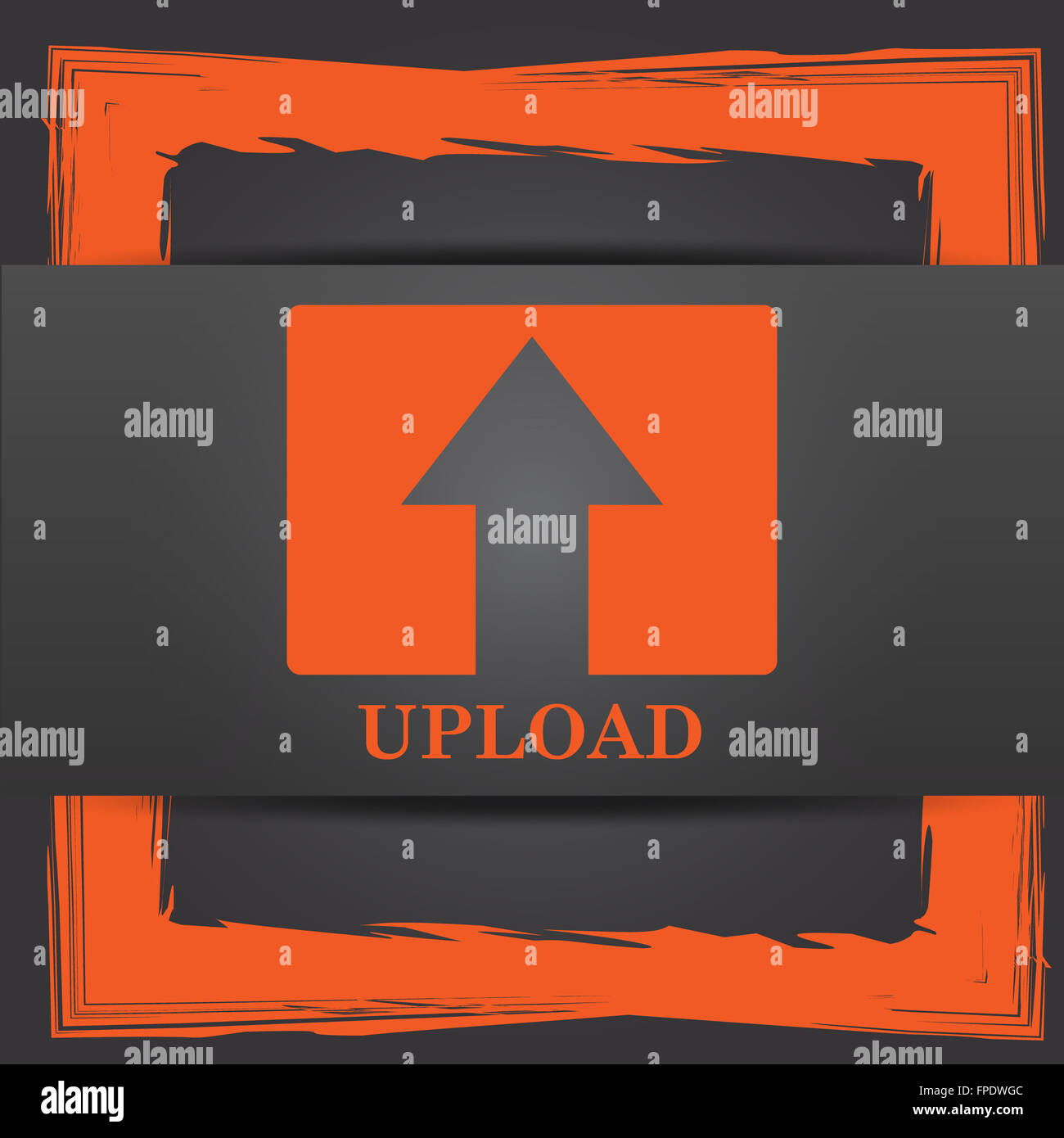 Upload icon. Internet button on grey background Stock Photo - Alamy