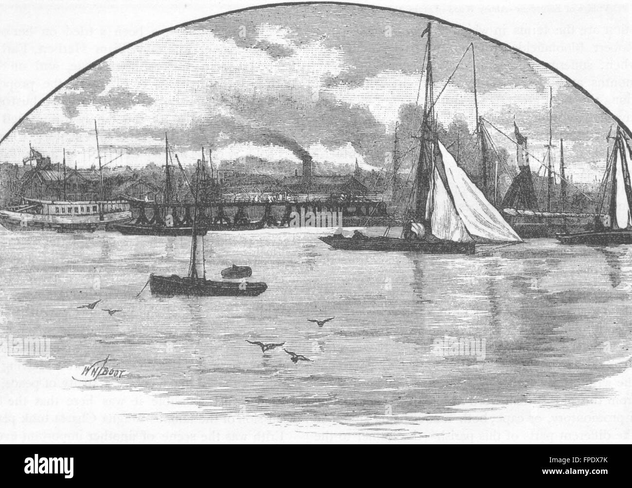 ERITH: Erith, from the River. Kent, antique print 1888 Stock Photo - Alamy