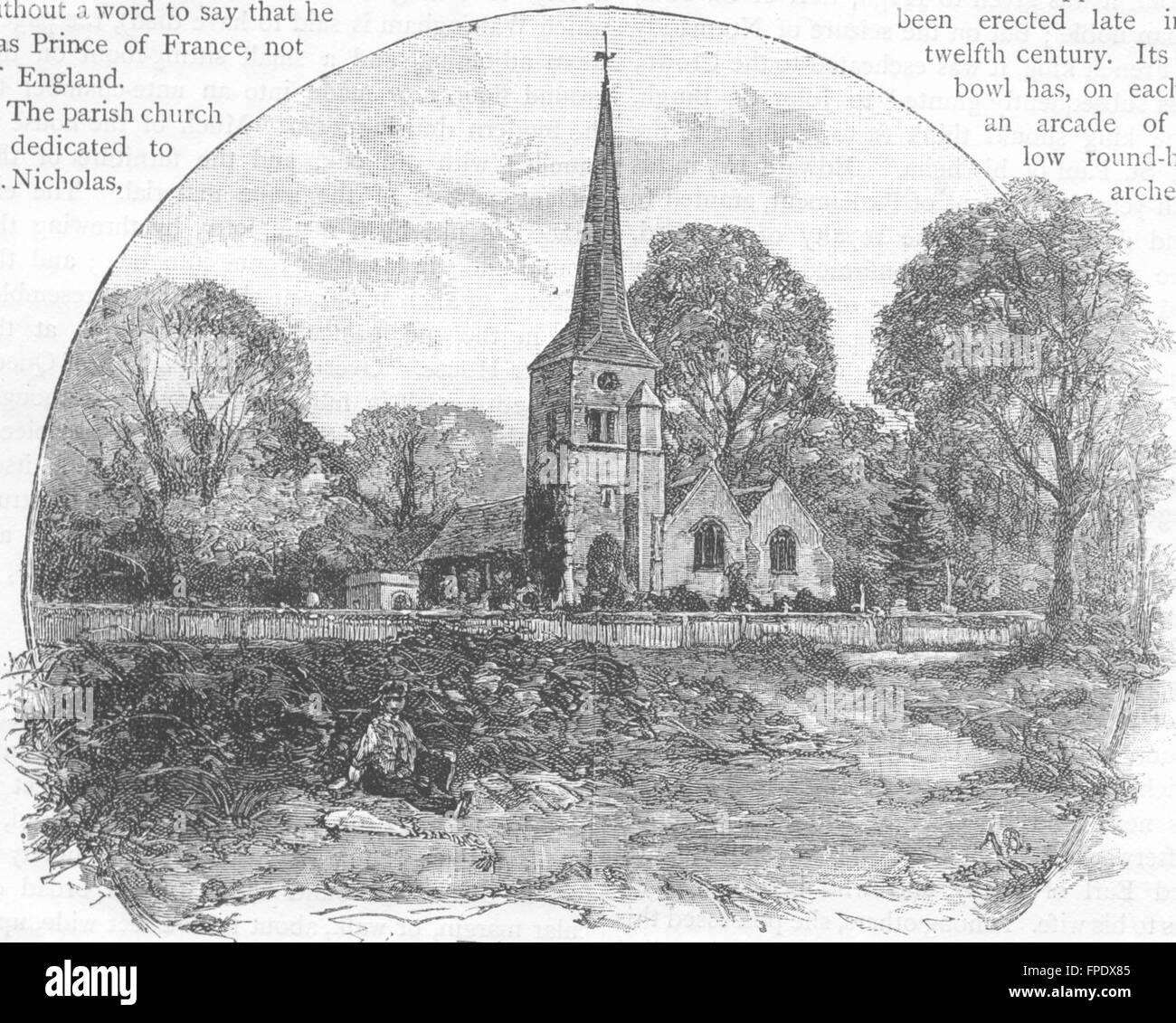 CHISLEHURST: Chislehurst Church, antique print 1888 Stock Photo - Alamy