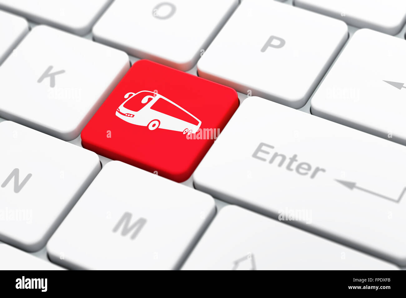 Tourism concept: Bus on computer keyboard background Stock Photo - Alamy