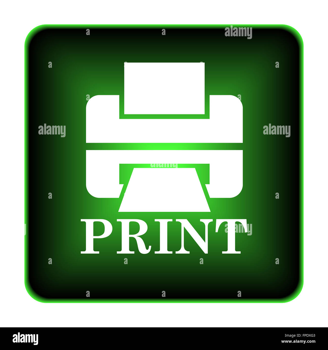 Printer with word PRINT icon. Internet button on white background Stock ...
