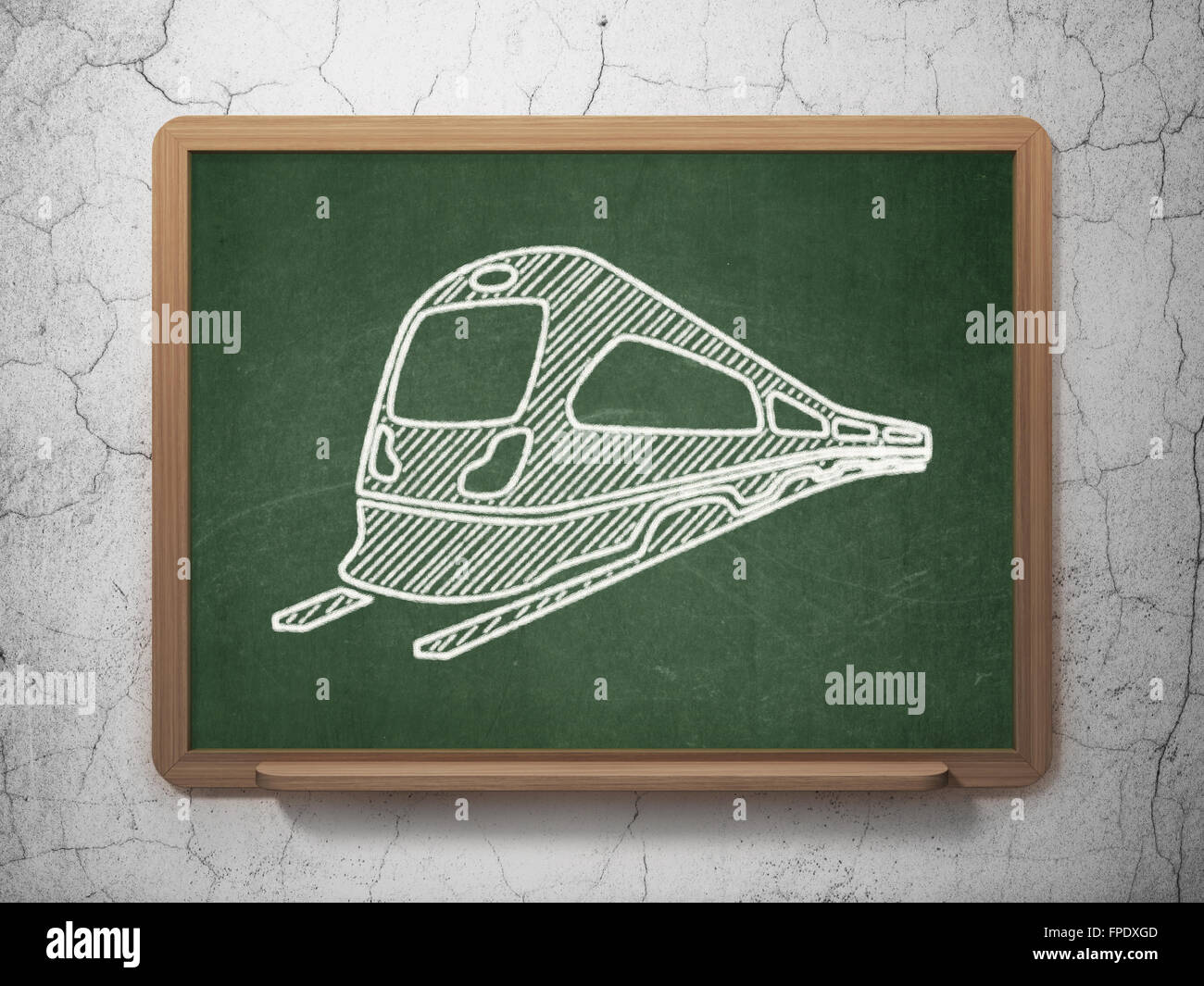 Travel concept: Train on chalkboard background Stock Photo - Alamy